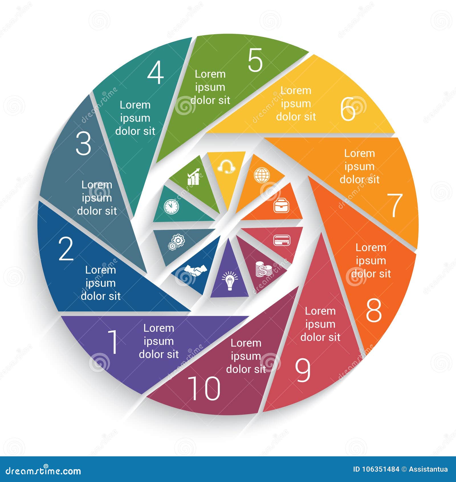 Infographic Business Pie Chart for 10 Options Template Stock Vector ...