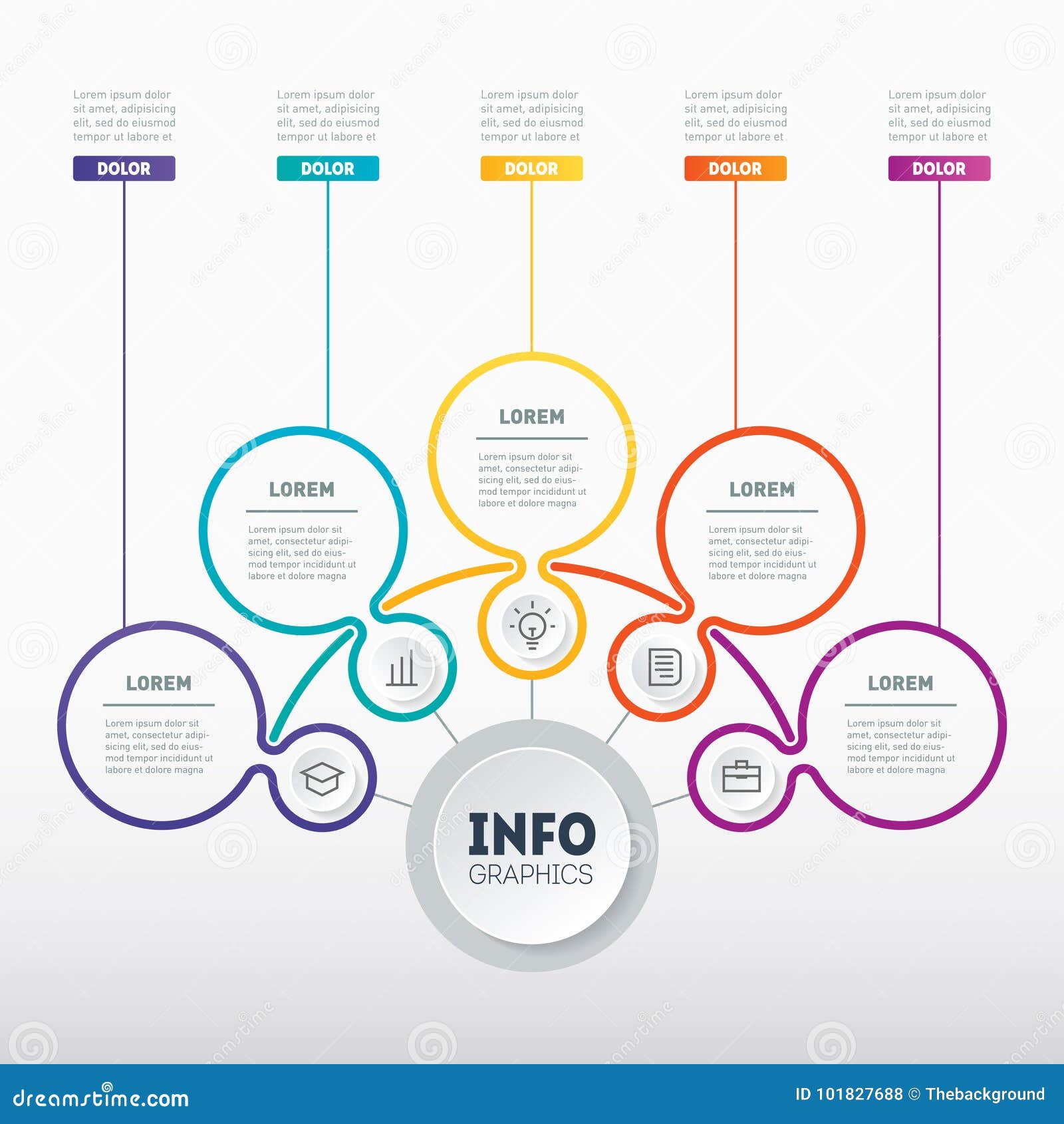 Infographic or Business Presentation with 5 Options. Vector Dynamic ...