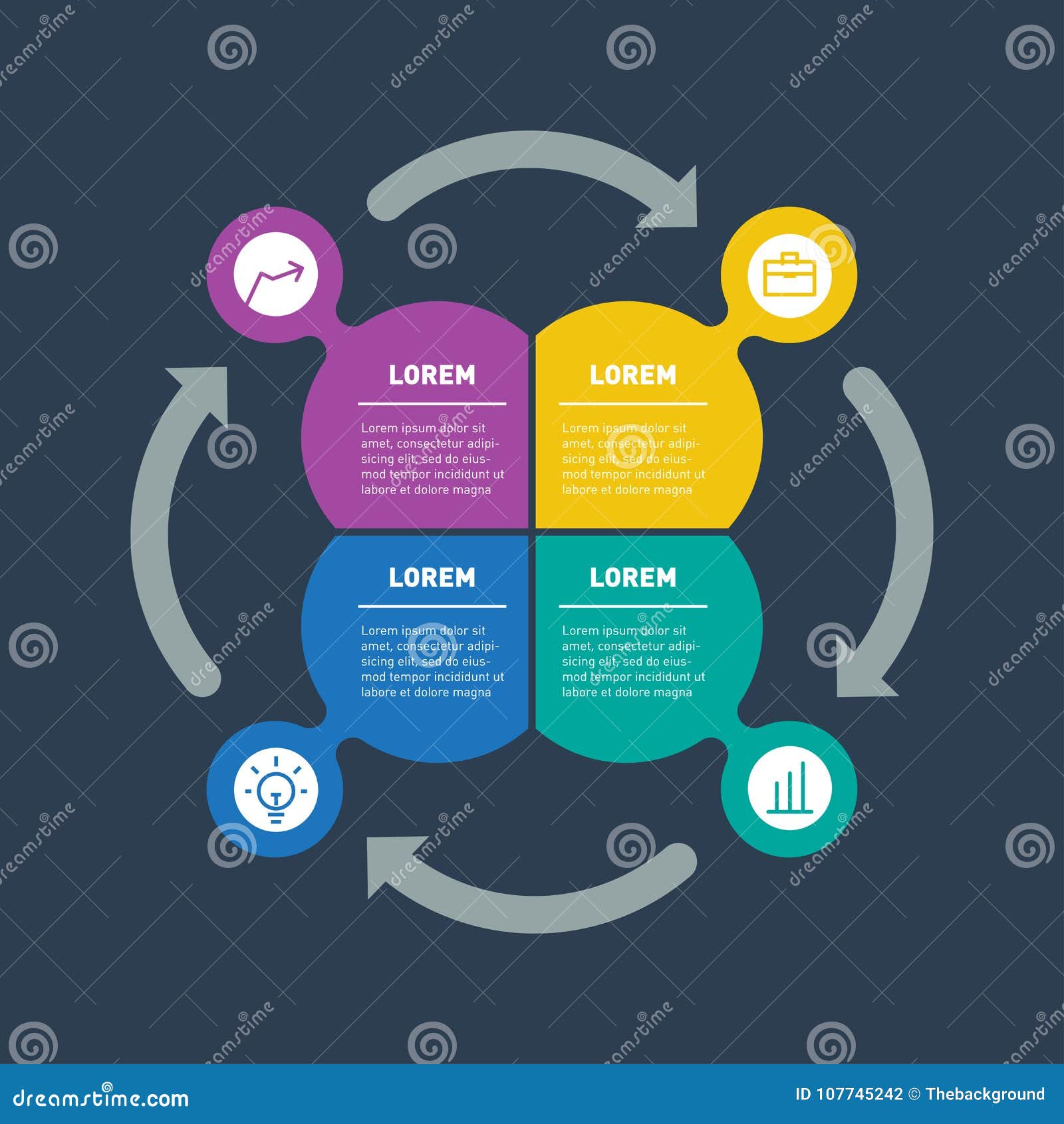 Infographic Or Business Presentation With 4 Options. Vector Dynamic ...