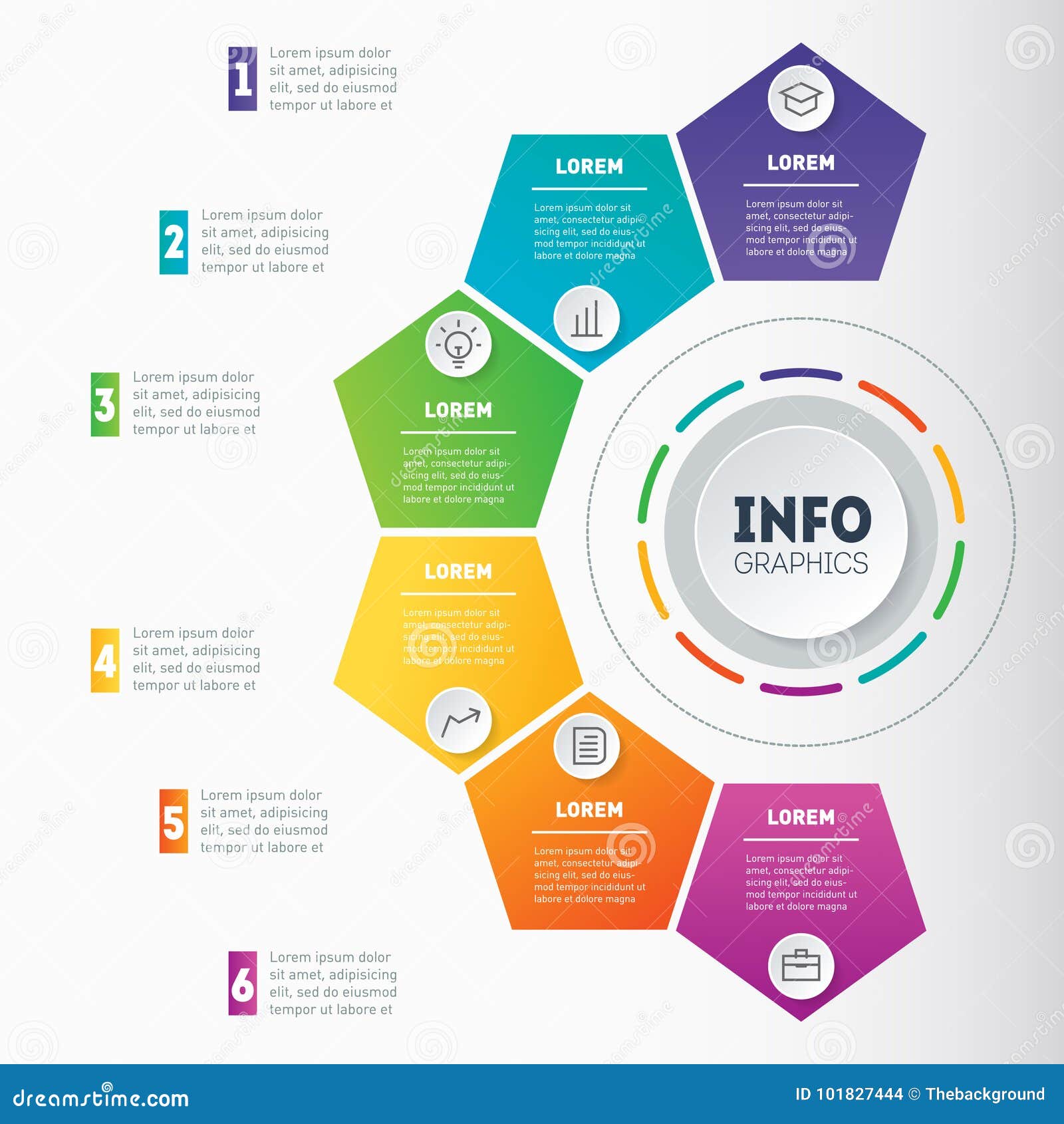 Infographic or Business Presentation with 6 Options. Vector Dynamic ...