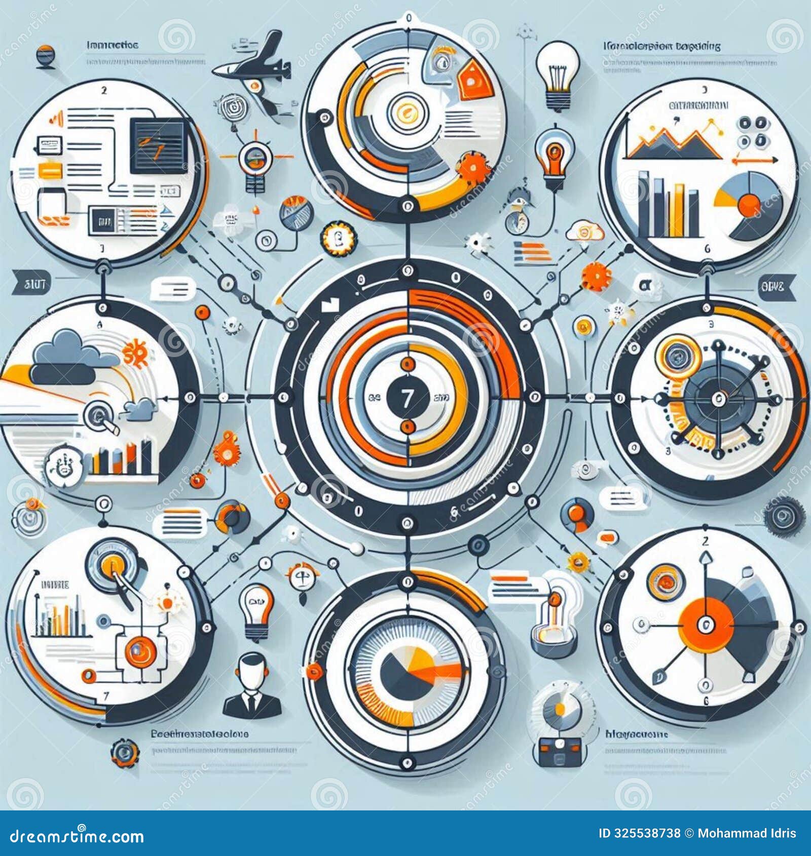 Business Presentation with Seven Alternatives. Vector Dynamic ...
