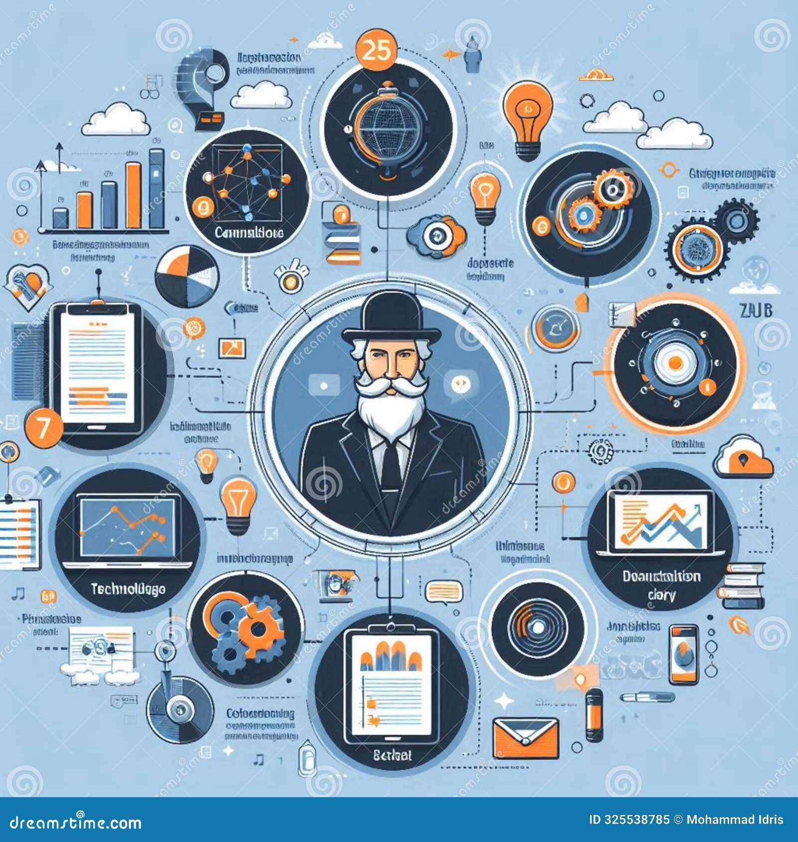 Business Presentation with Seven Alternatives. Vector Dynamic ...