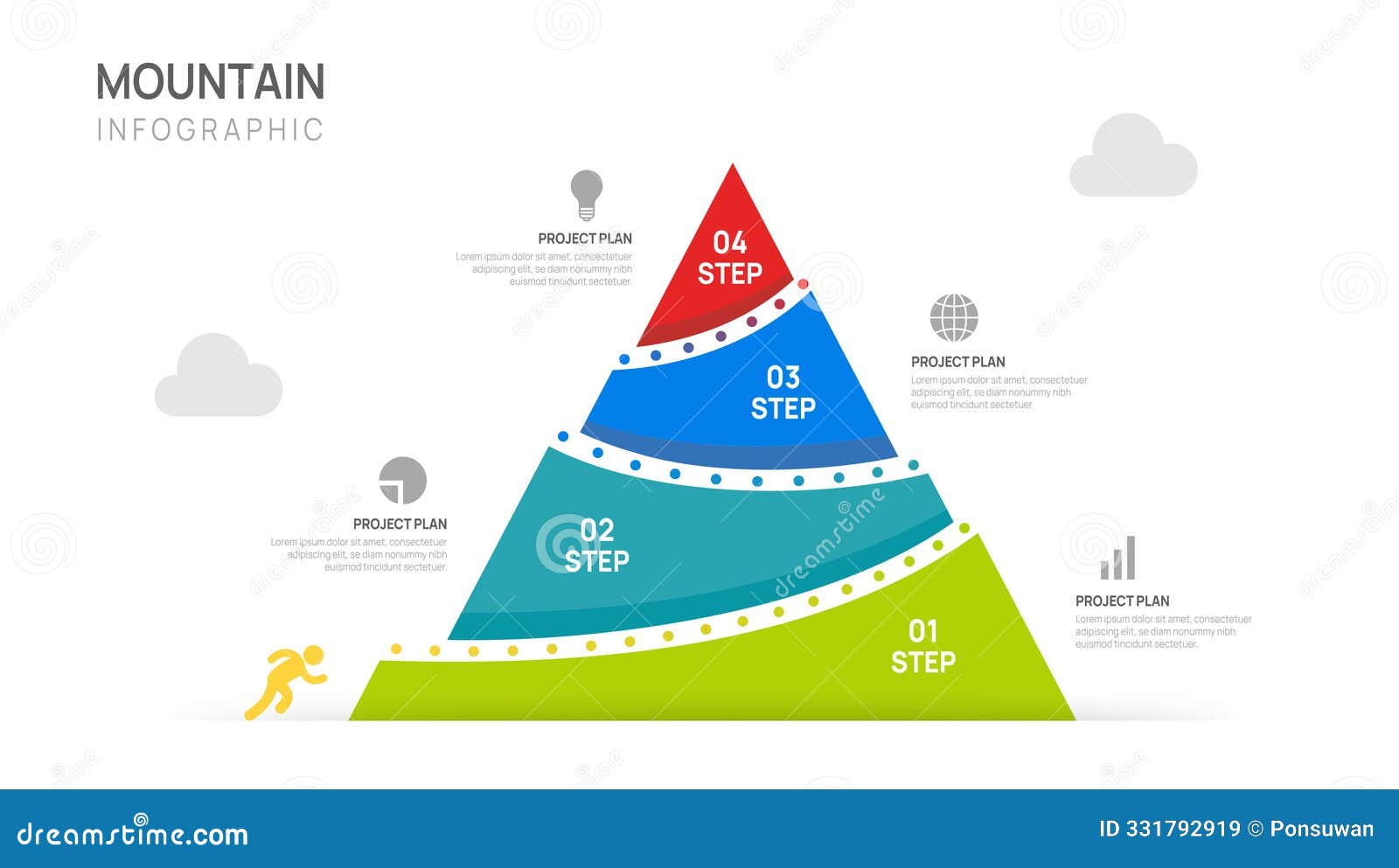 Infographic Business 4 Steps Growth Design Template. Business Mountain ...
