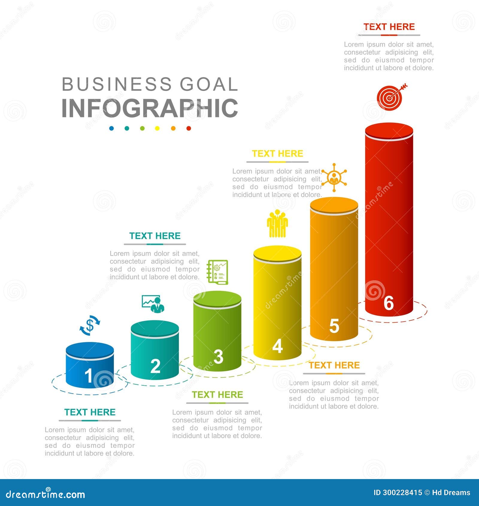 6 Steps 3D Mindmap Diagram. Concept Presentation Stock Illustration ...