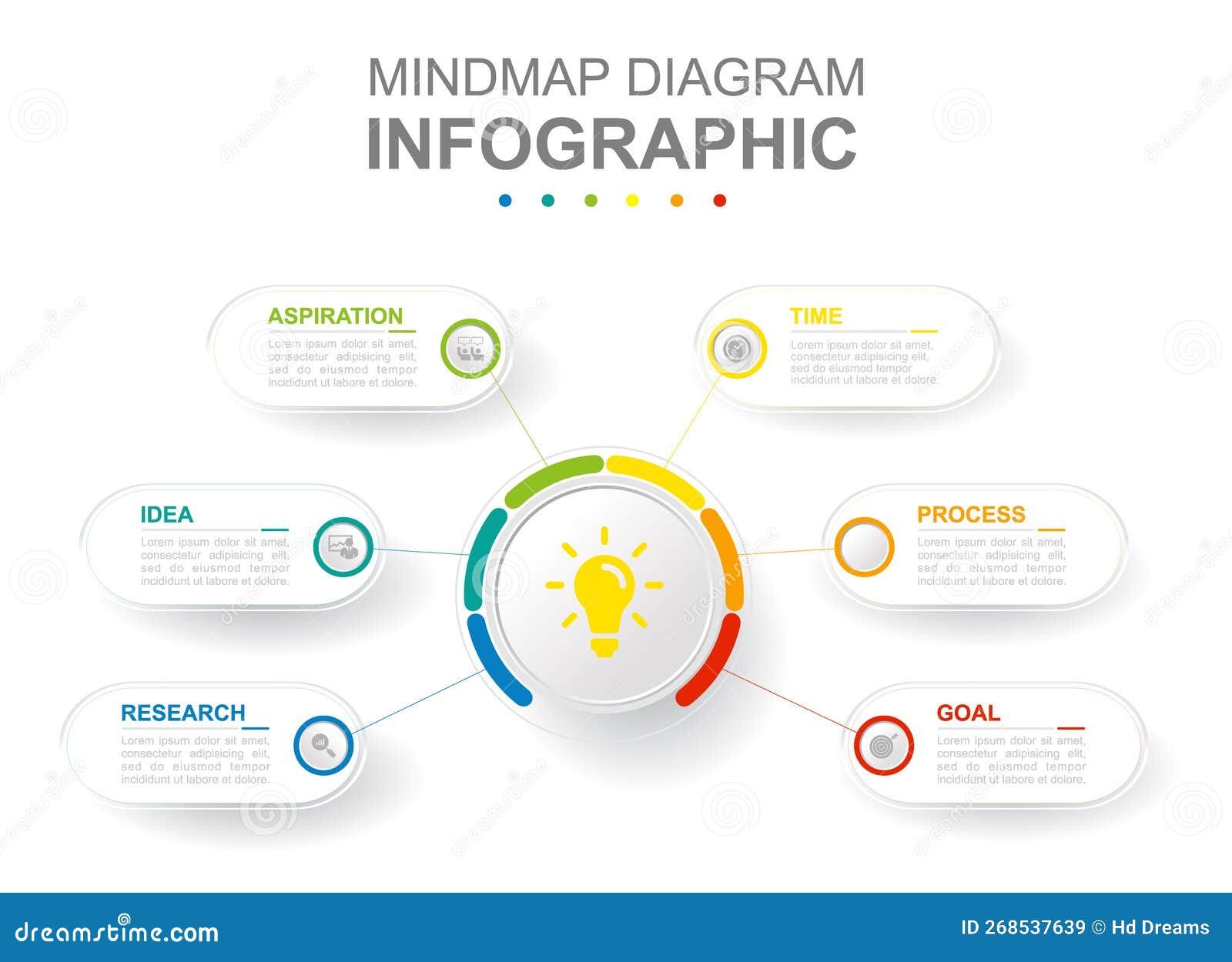 Infographic Business Template. 6 Steps Modern Mindmap Diagram with ...