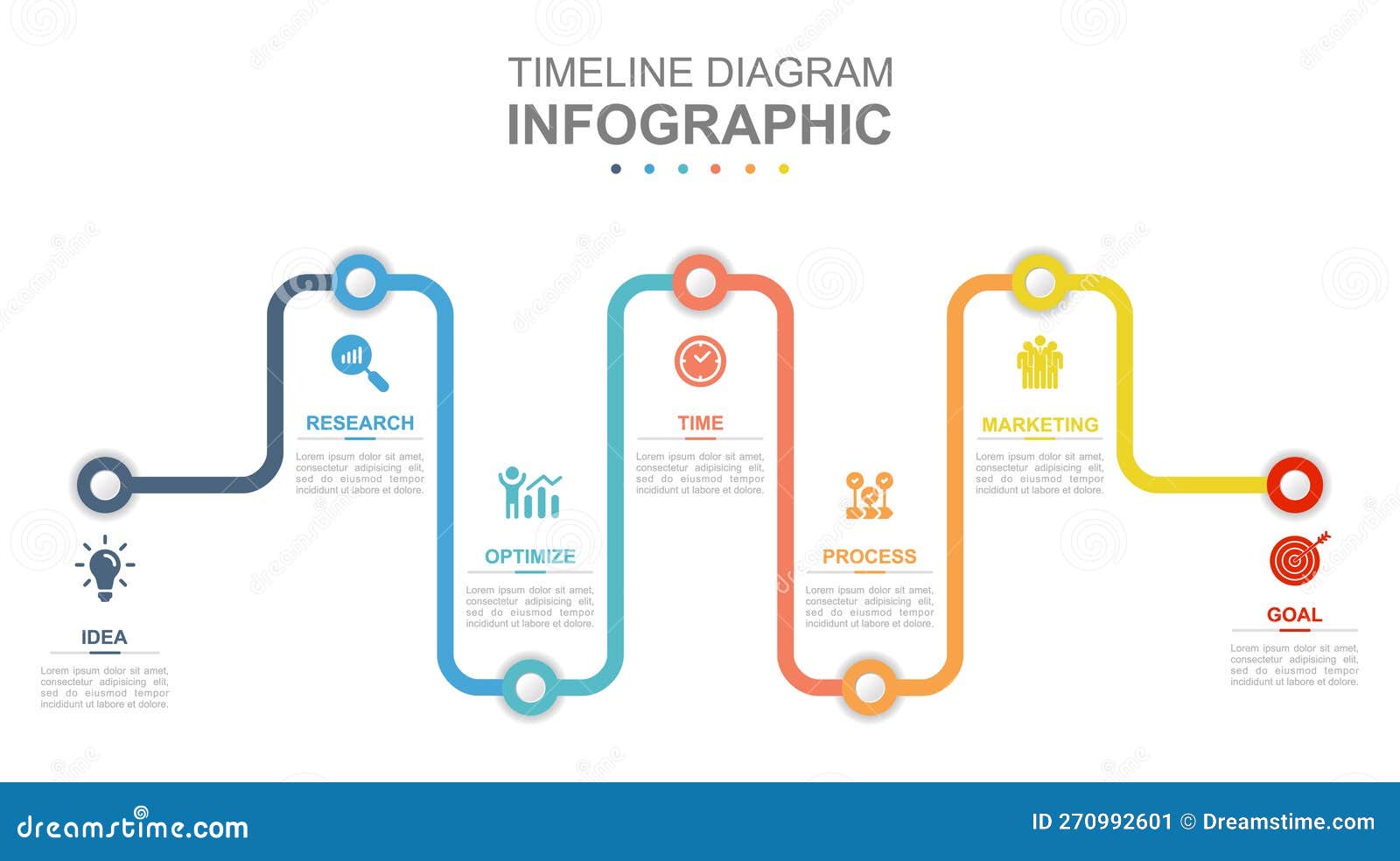 6 Steps Modern Timeline Diagram with Line Graph. Stock Vector ...