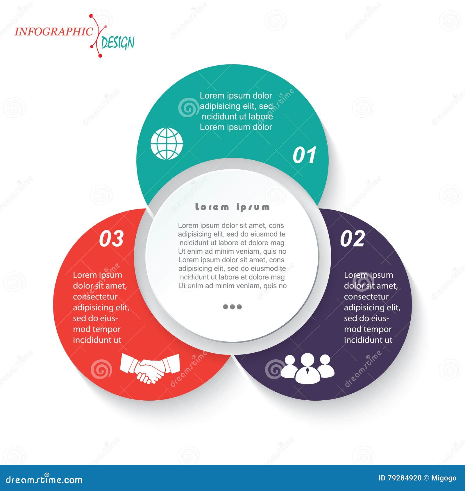 Infographic Business Template with Three Segments. Stock Vector ...