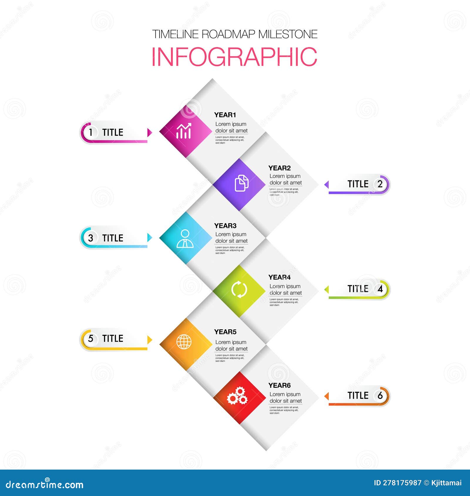 Infographic Business 6 Years Plan Step Square Chart Template Stock ...