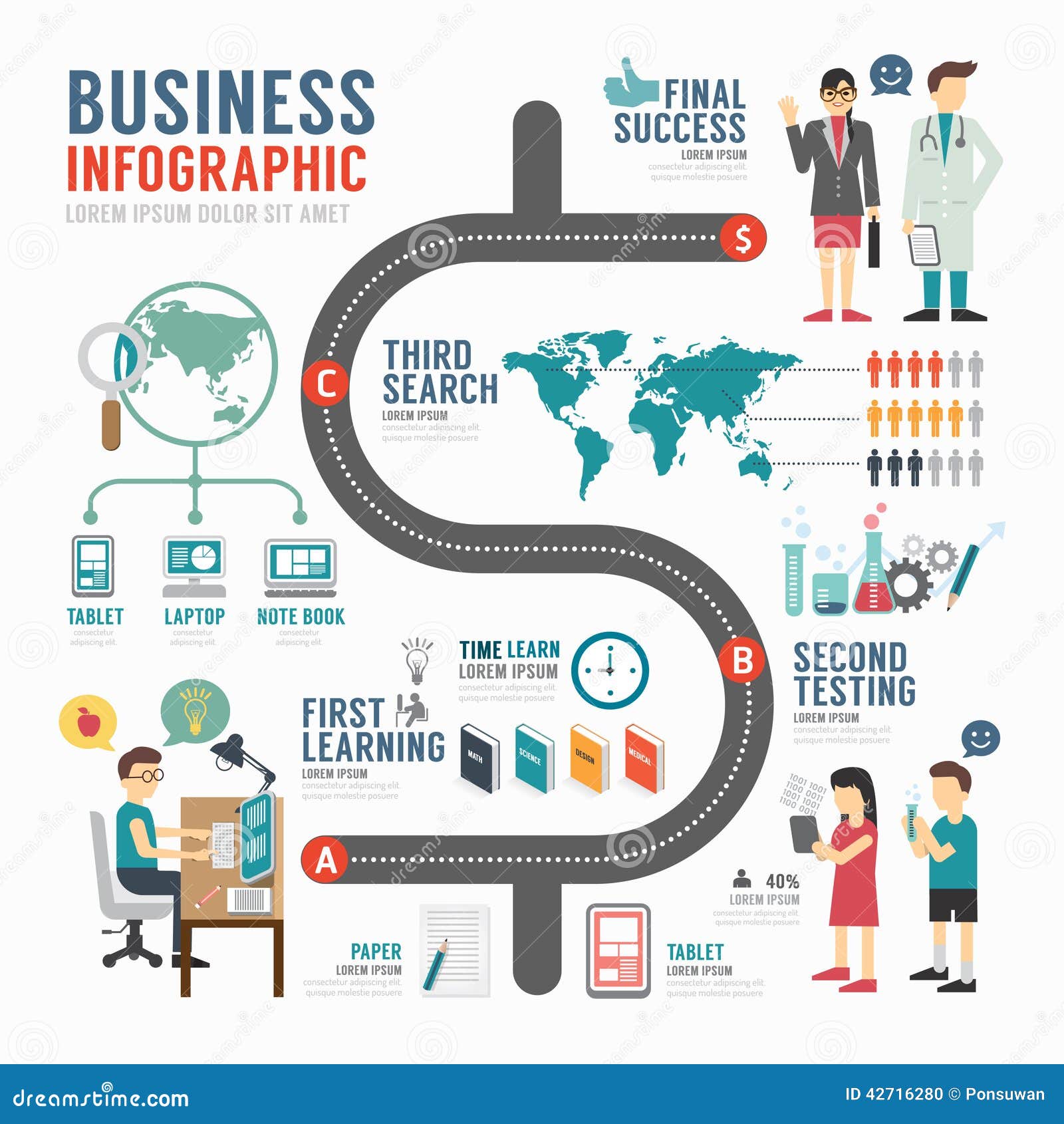 Infographic Bussiness. Route To Success Concept Template Design Vector ...