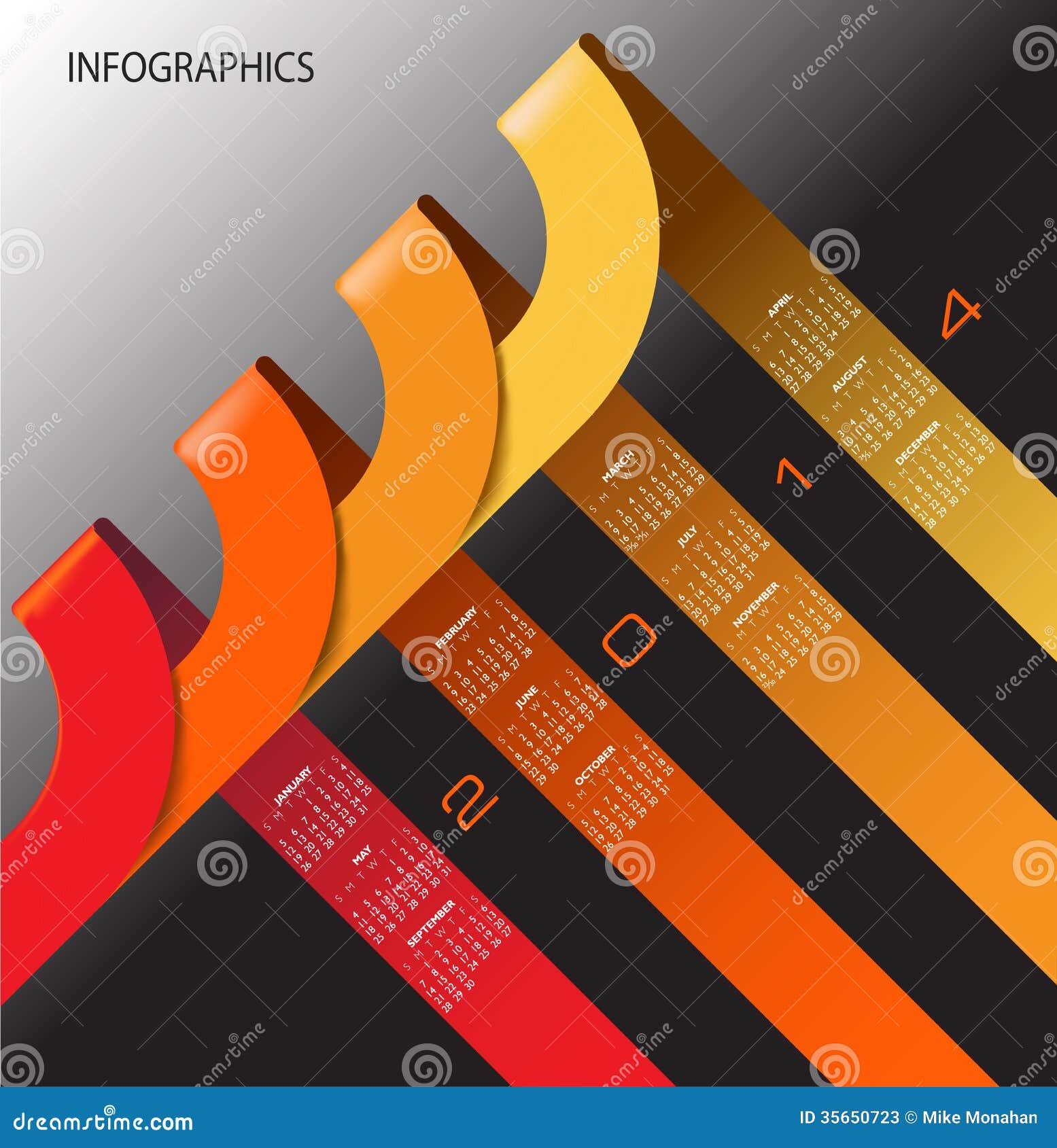 2014 infographic Calendar stock vector. Illustration of colorful - 35650723
