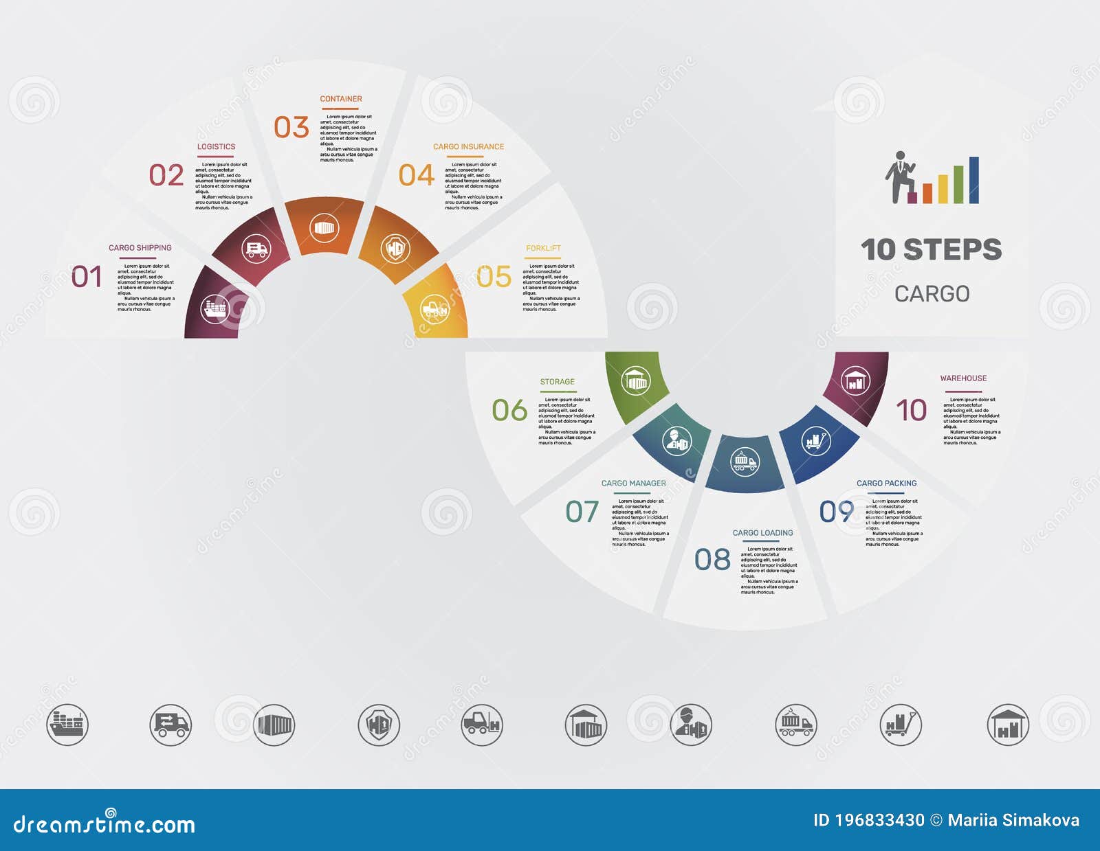 Infographic Cargo Template. Icons in Different Colors. Include Cargo ...