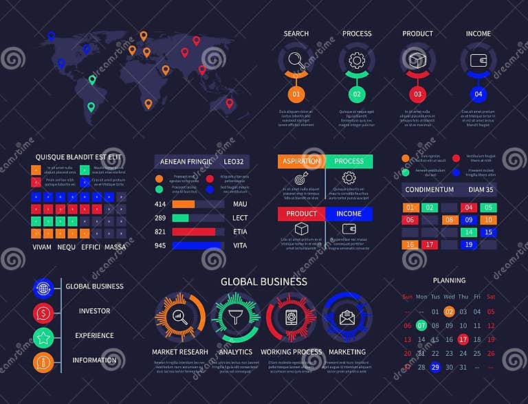 Infographic Chart Analysis Dashboard Data Info Chart World Map Hud User ...