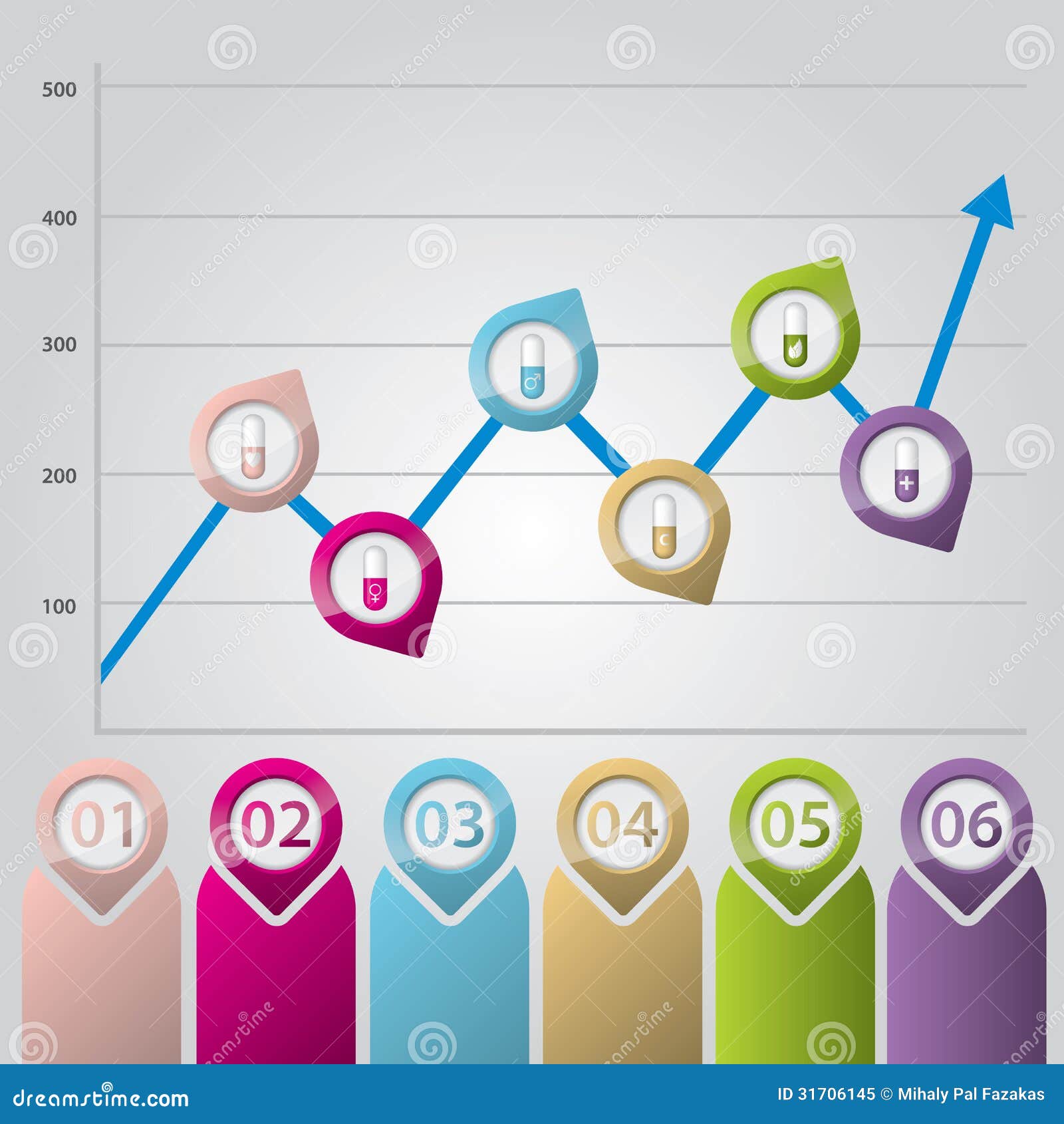 Infographic Chart with Color Pointers Stock Vector - Illustration of ...