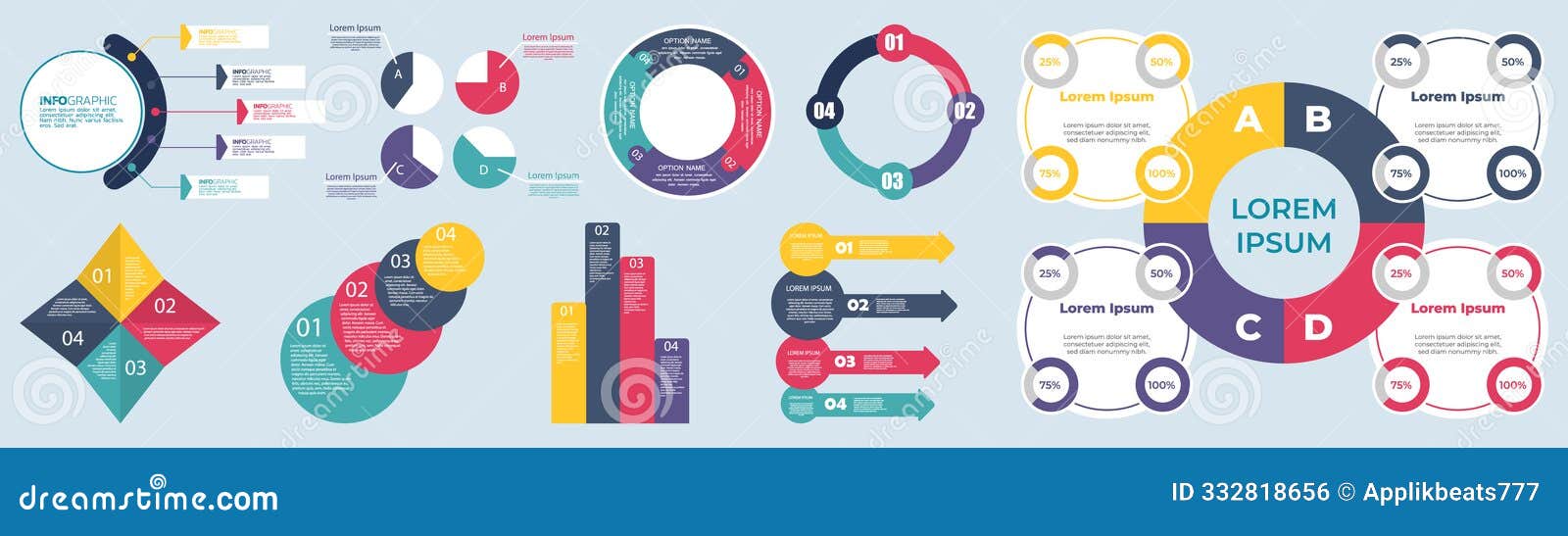 Infographic Chart and Diagram Elements Collection. Set of Infographic ...