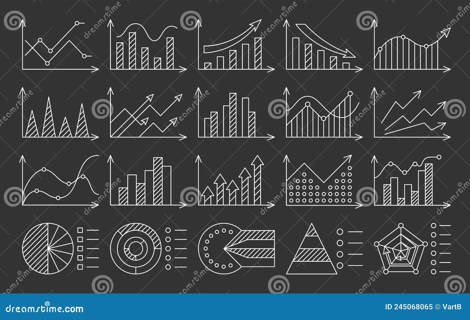 Infographic Chart Diagram Workflow White Line Set Stock Vector ...