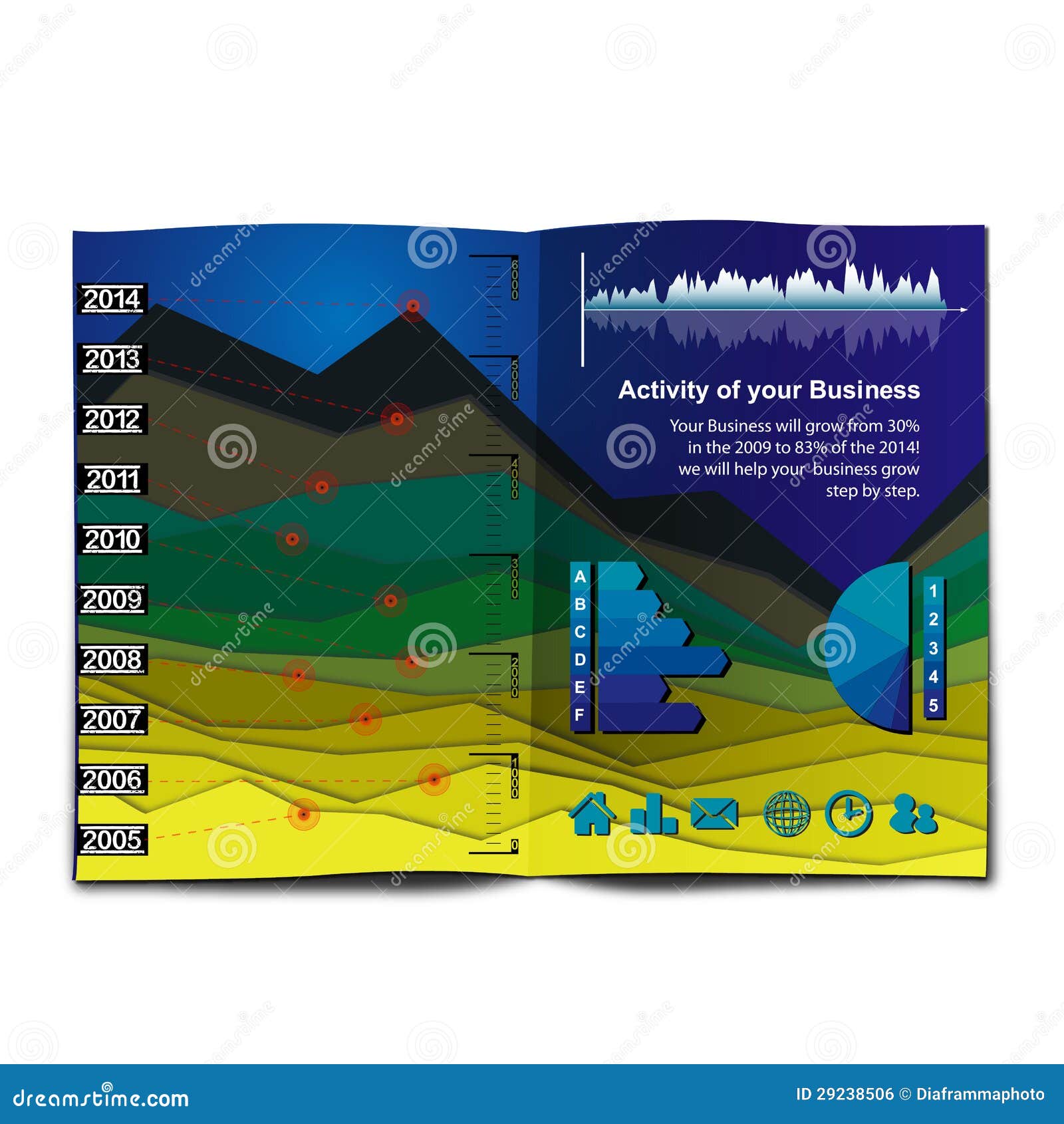 InfoGraphic Chart Like a Mountain Landscape Stock Vector - Illustration ...