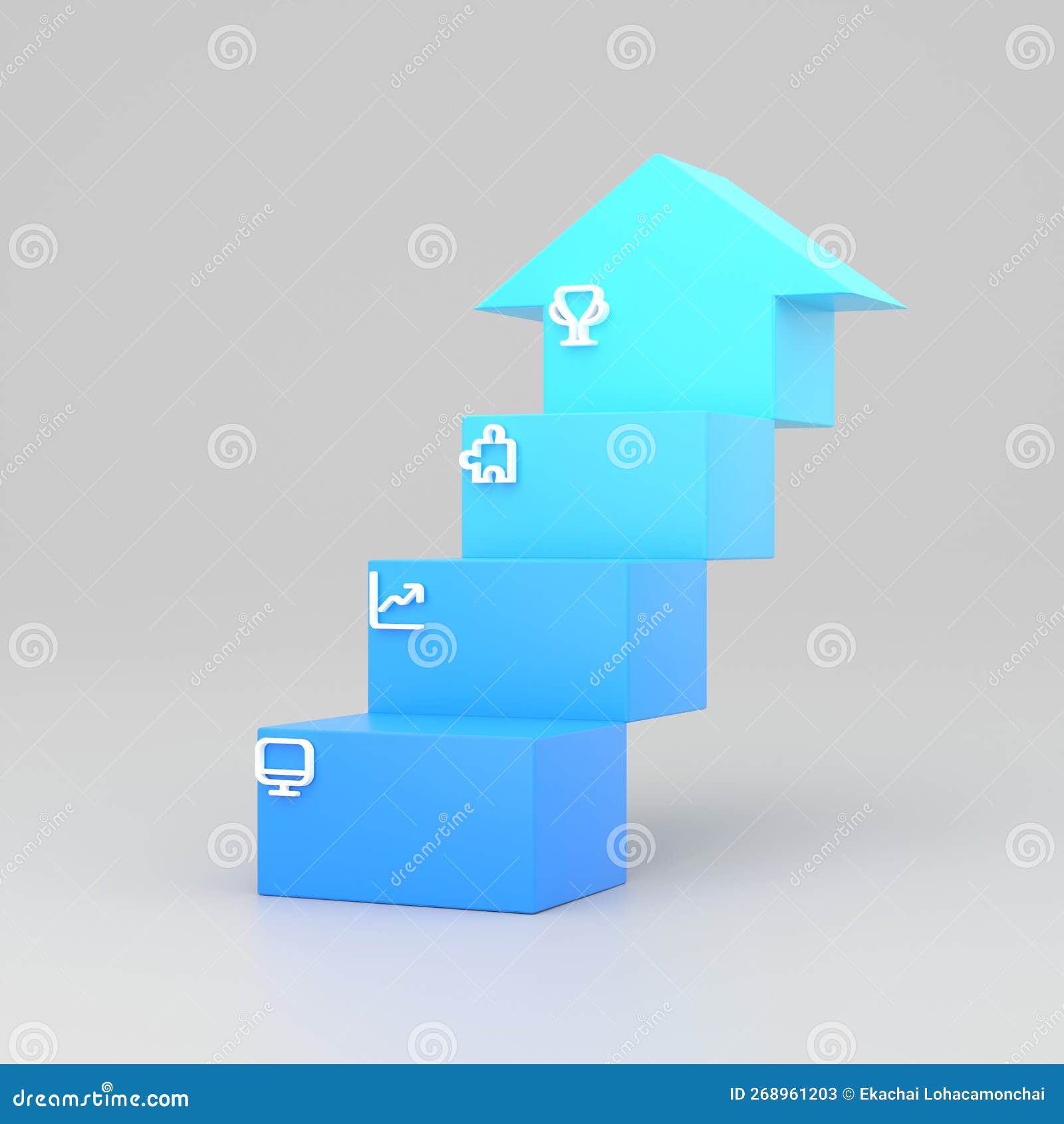 Infographic Chart Template in Modern Style in an Arrow Staircase Stock ...