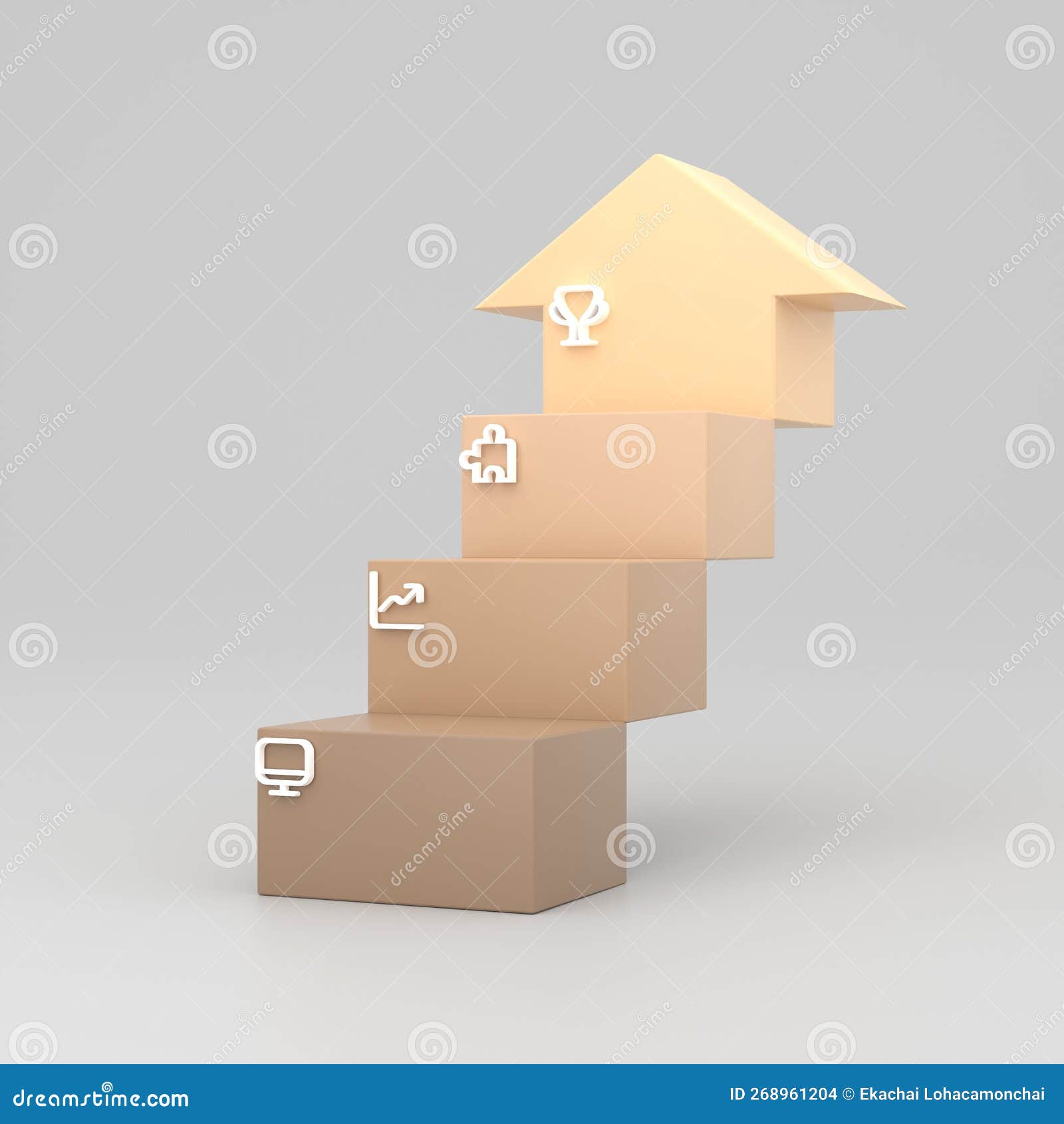 Infographic Chart Template in Modern Style in an Arrow Staircase Stock ...