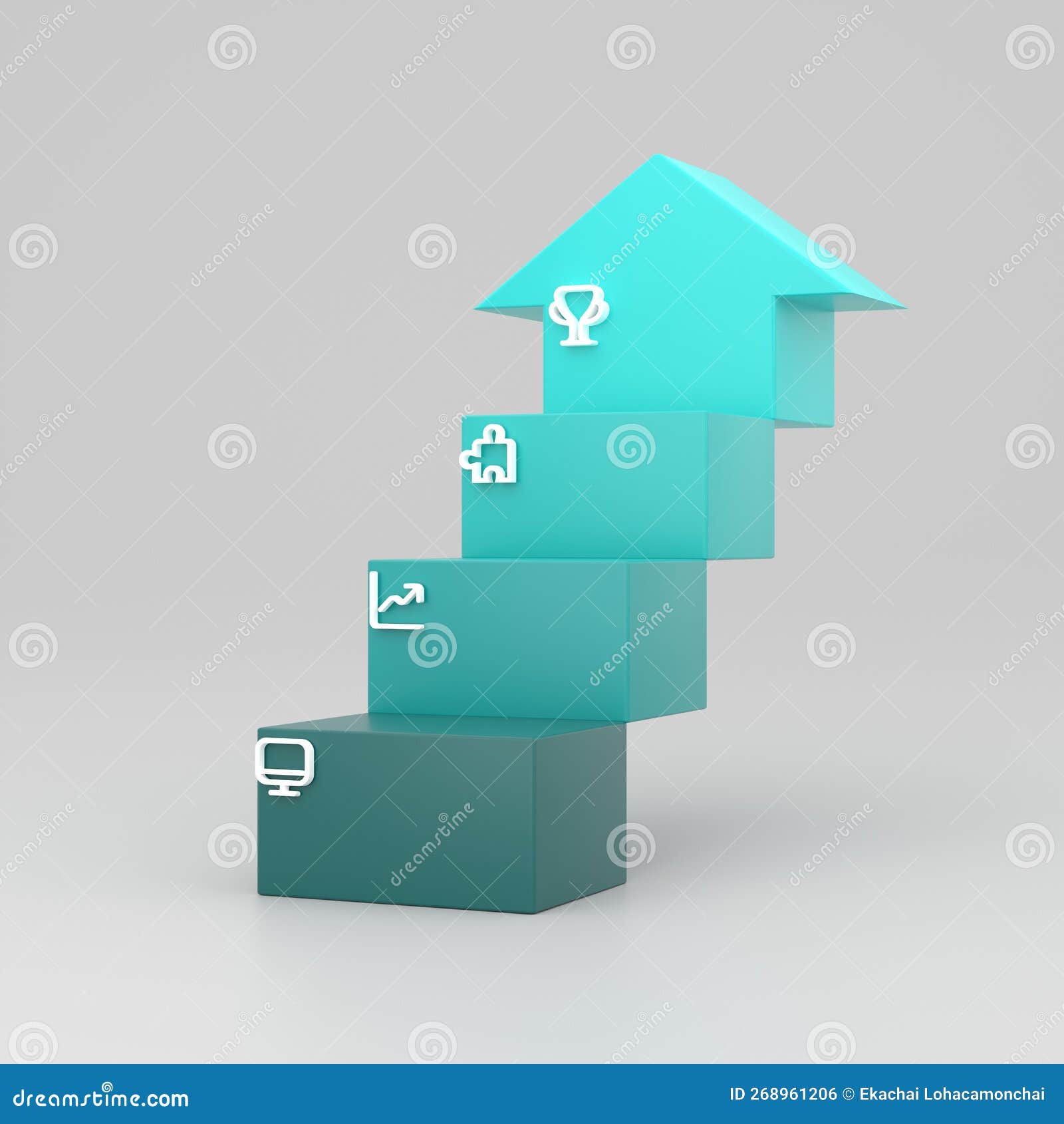 Infographic Chart Template in Modern Style in an Arrow Staircase Stock ...