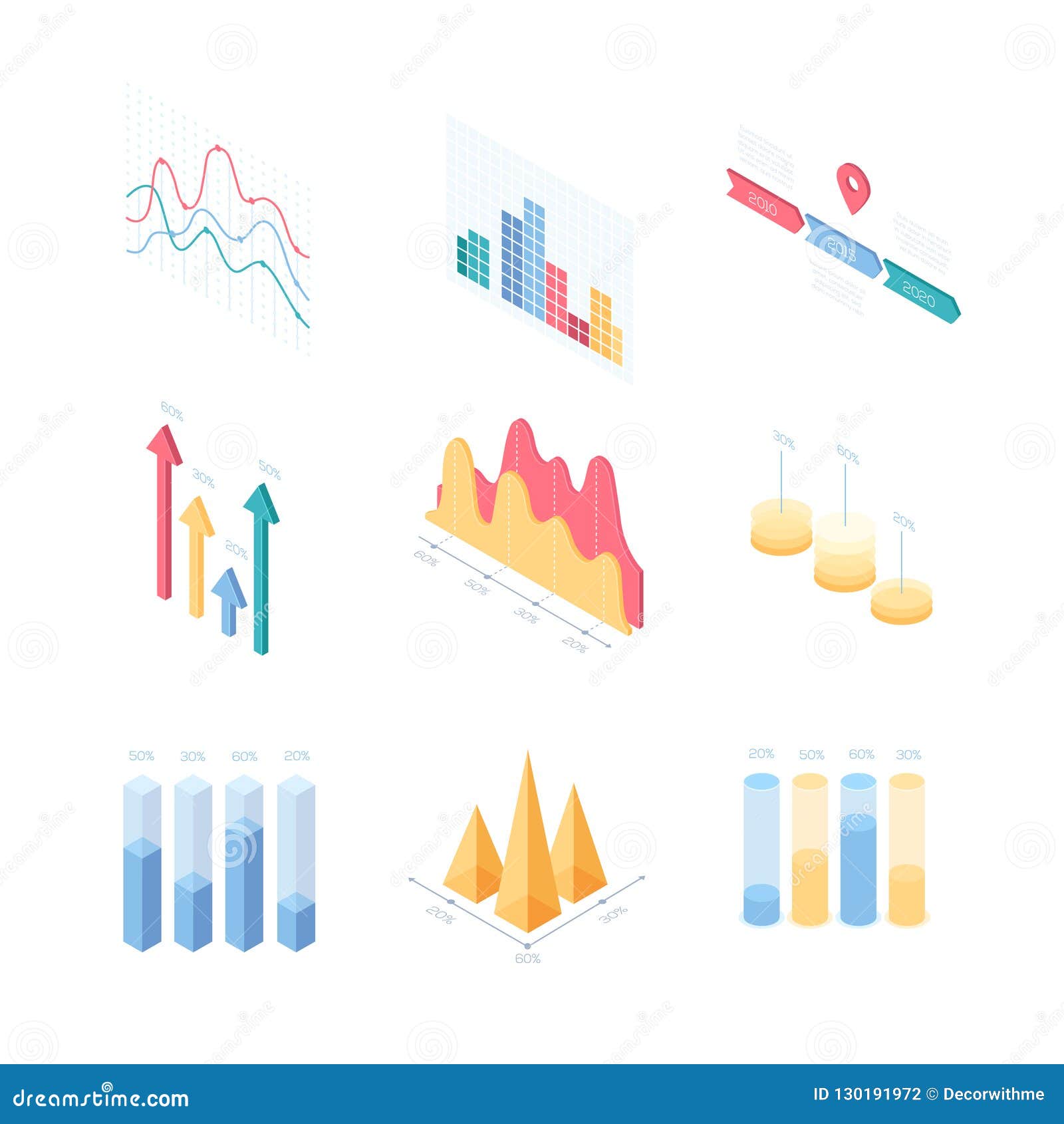 Infographic Charts and Diagrams - Set of Modern Vector Isometric ...