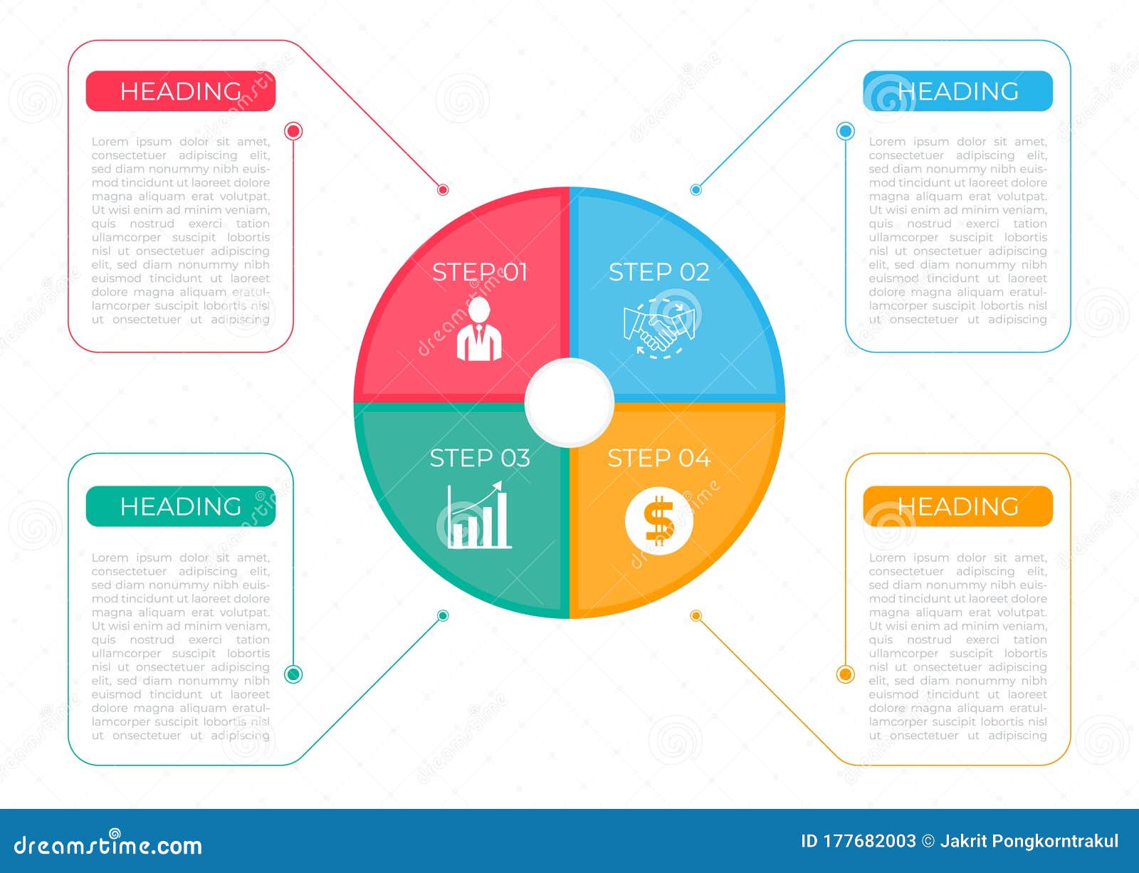 Infographic Circle Art Design Infomation Frame Colorful Work Step Stock ...