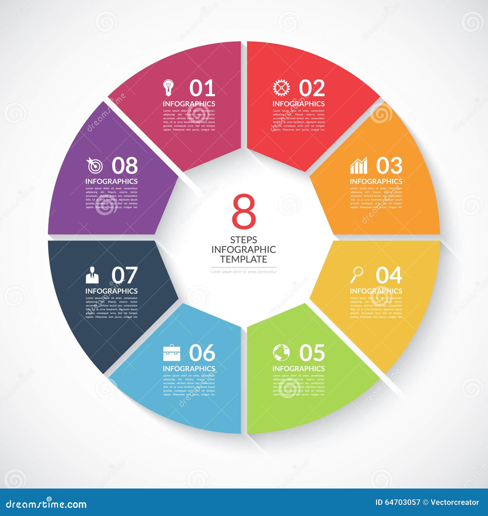 Infographic Circle Banner. Vector Template with 8 Steps, Parts, Options ...