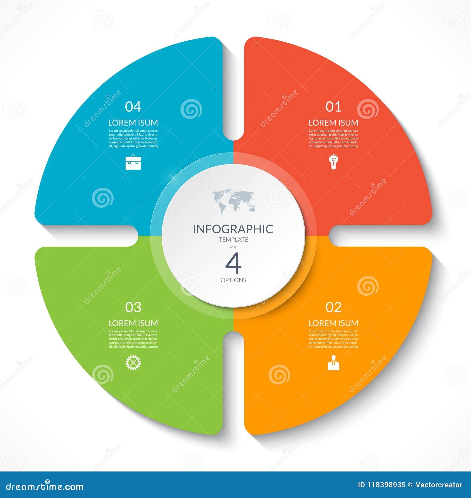 Infographic Circle Chart. Vector Cycle Diagram with 4 Options Stock ...