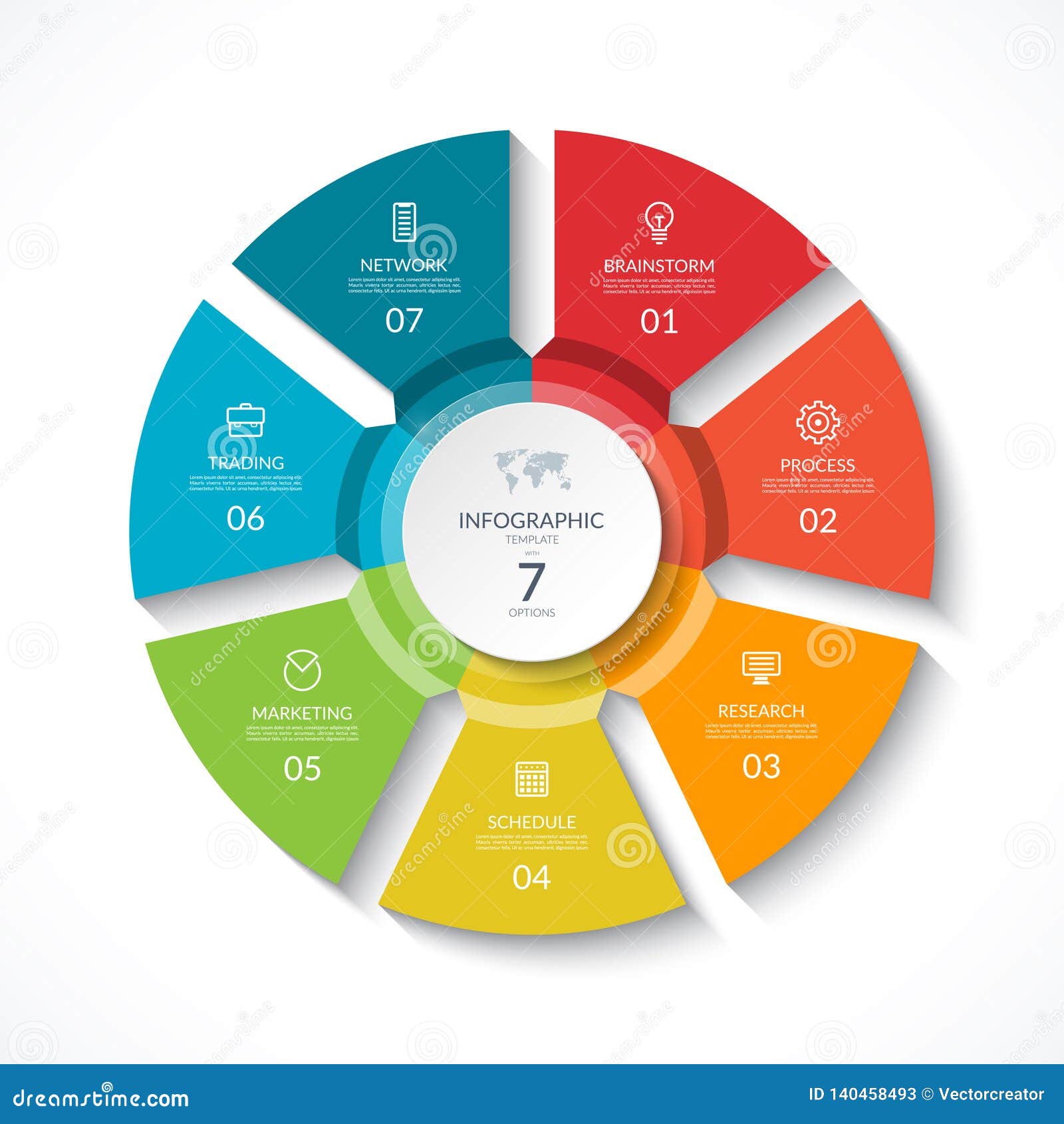 Infographic Circle. Cycle Diagram with 7 Stages Stock Vector ...