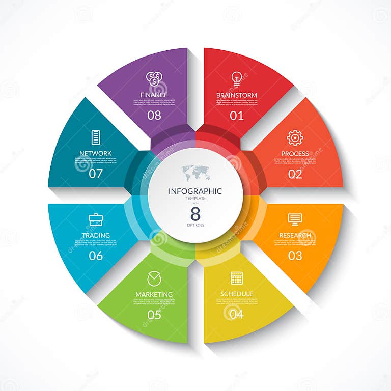 Infographic Circle. Cycle Diagram with 8 Stages Stock Vector ...