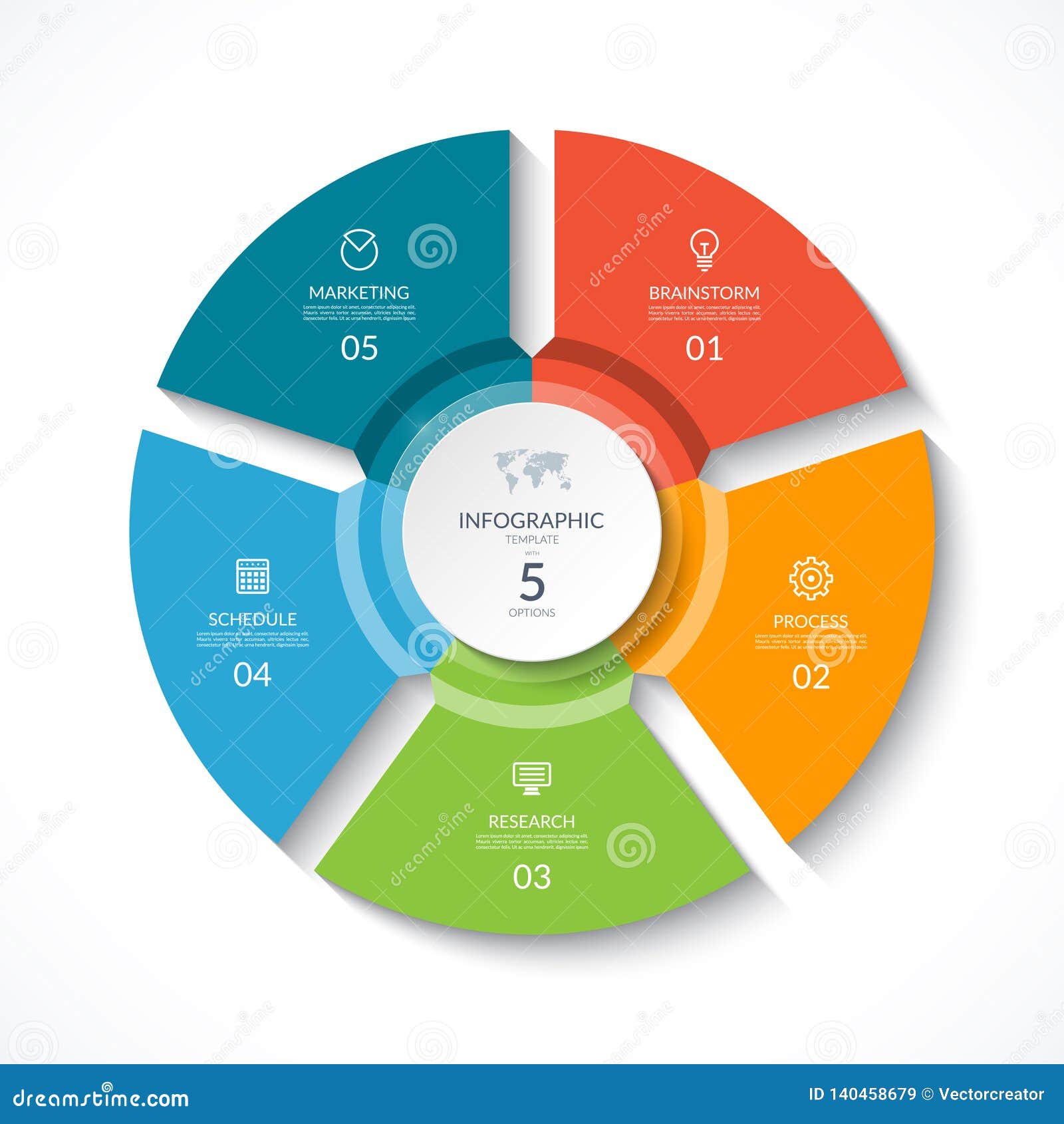 Infographic Circle. Cycle Diagram With 5 Stages Cartoon Vector ...