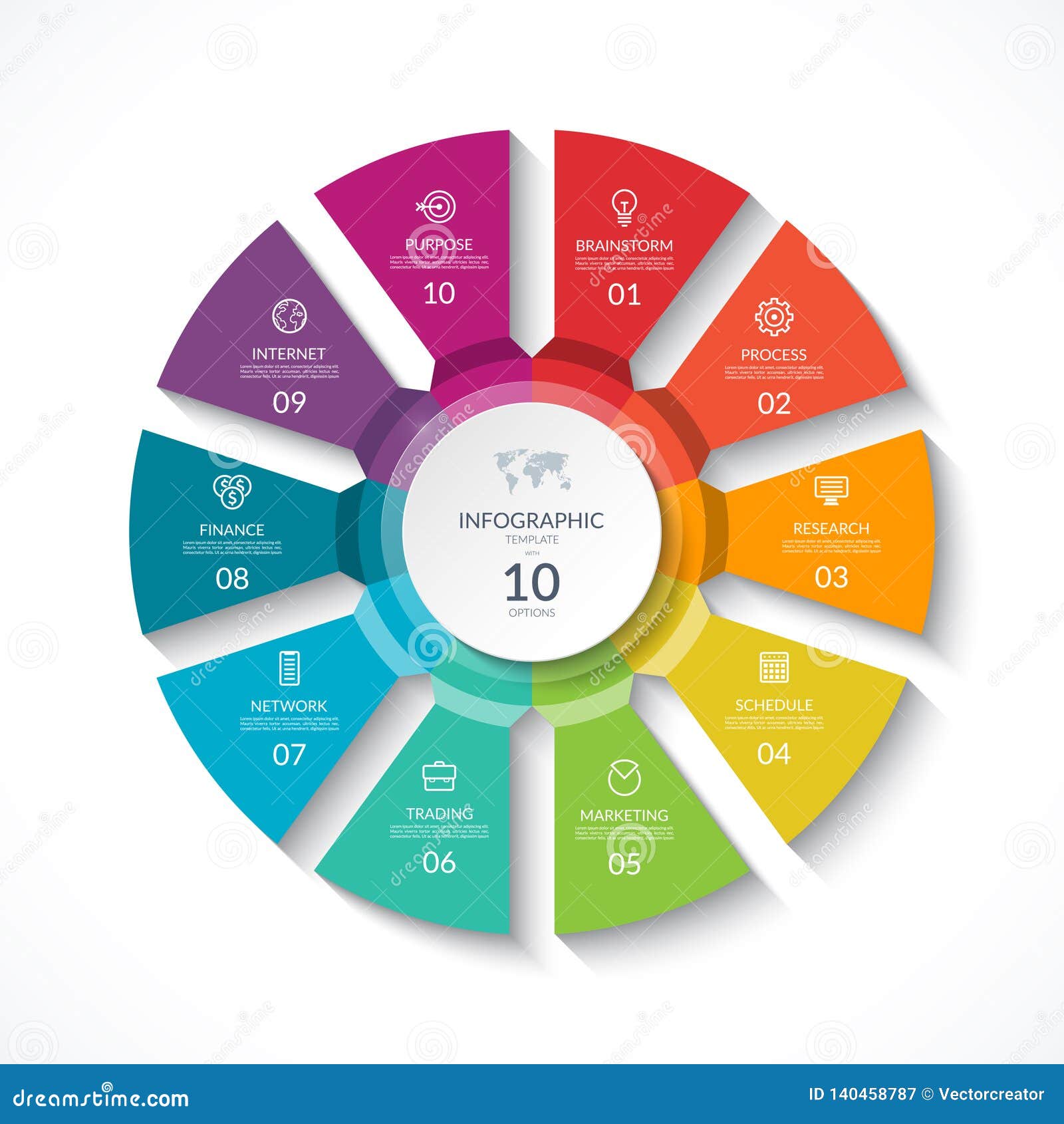 Infographic Circle. Cycle Diagram with 10 Stages Stock Vector ...