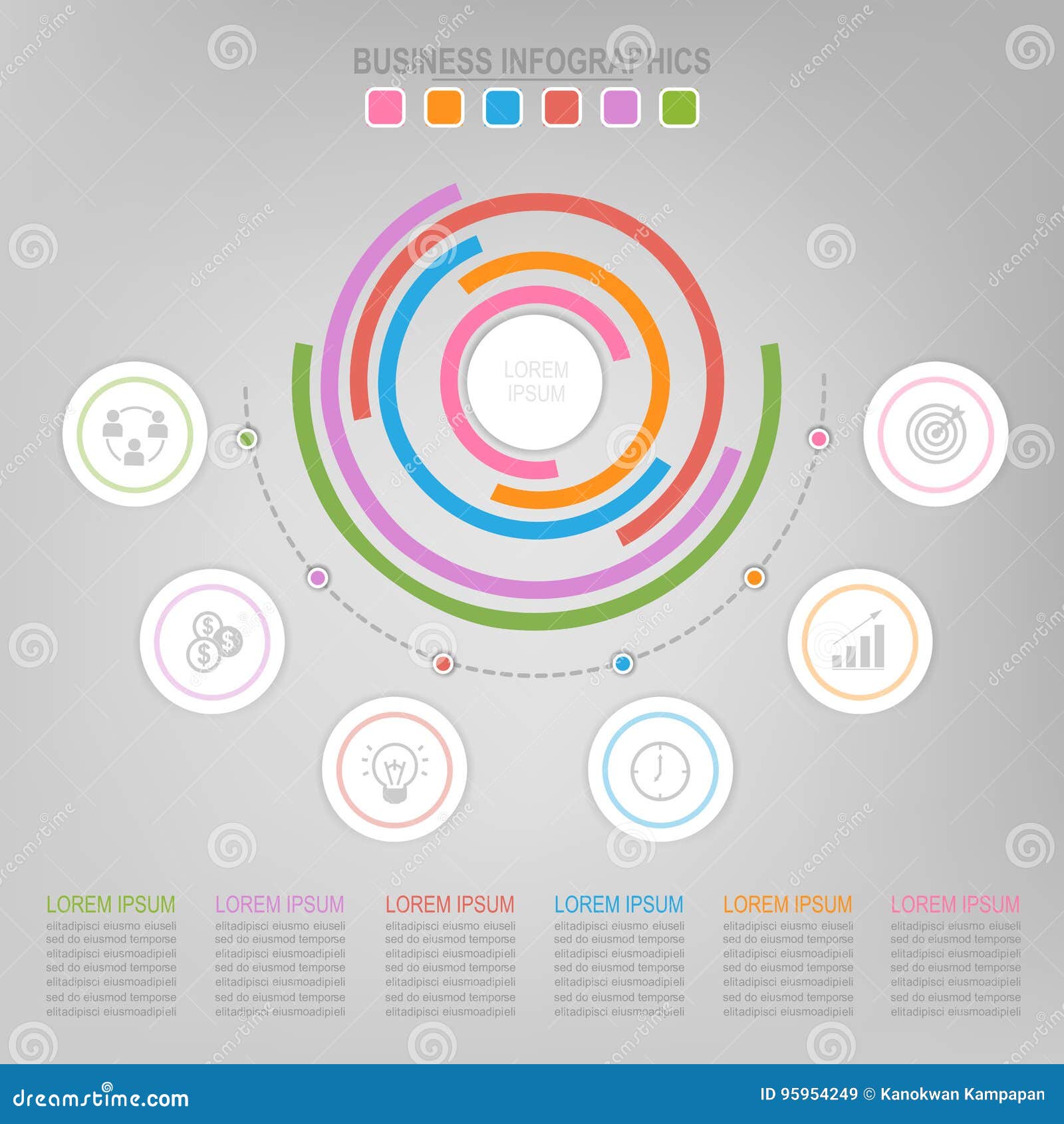 Infographic of Circle Element, Flat Design of Business Icon Vector ...