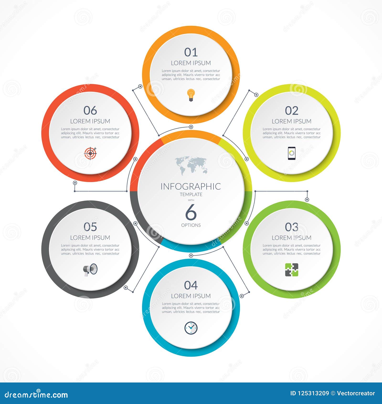Infographic Circle with 6 Options. Vector Stock Vector - Illustration ...
