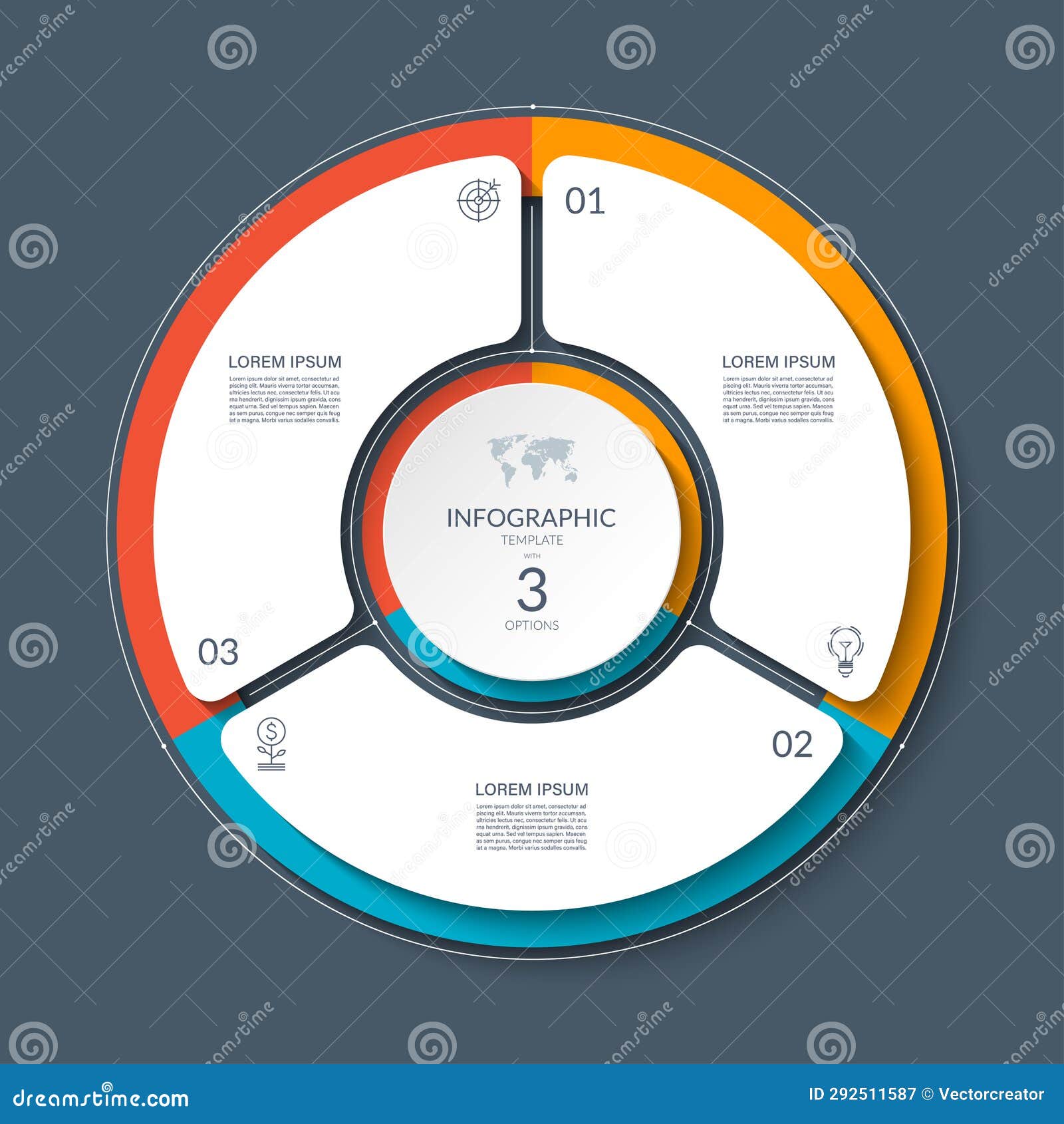 Infographic Circle with 3 Options, Parts. 3-step Cycle Diagram for ...