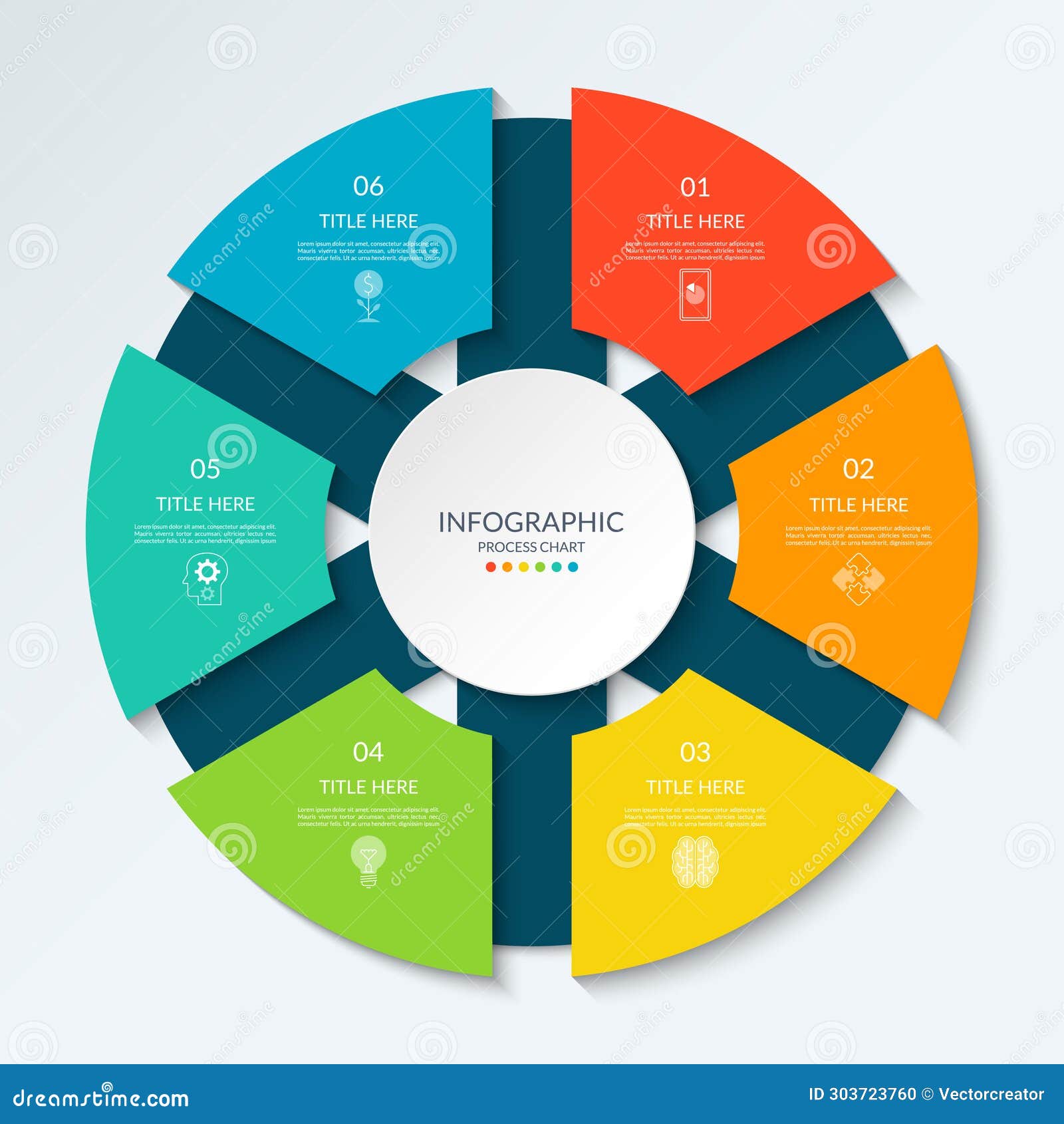 Infographic Circle with 6 Options, Parts. 6-step Cycle Diagram for ...