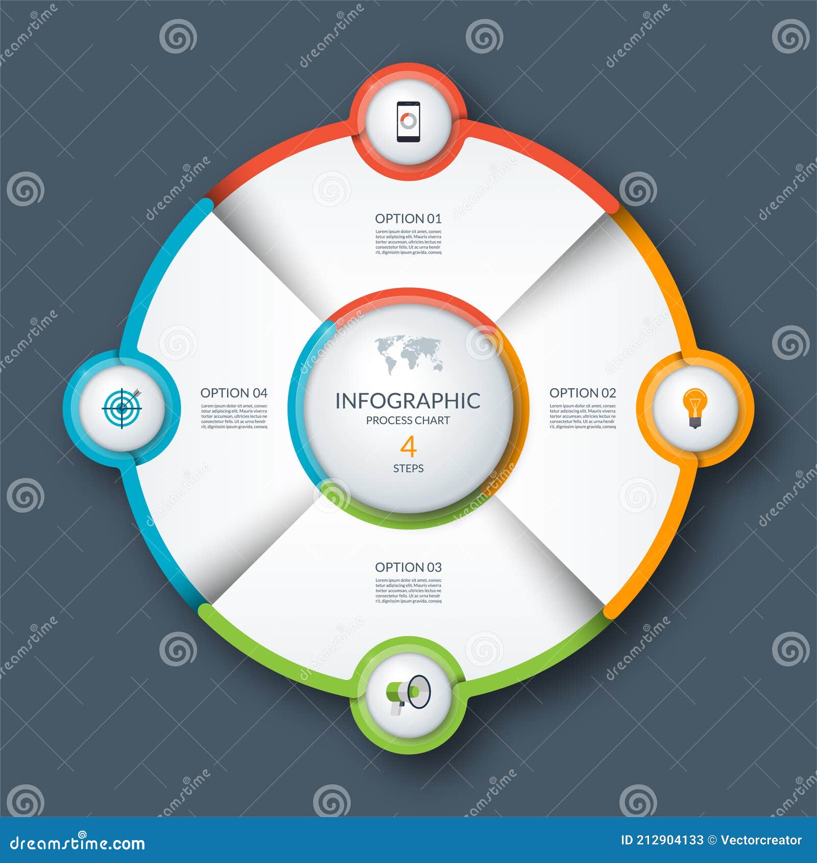 Infographic Circle, Process Chart, Cycle Diagram. 4 Steps Stock Vector ...
