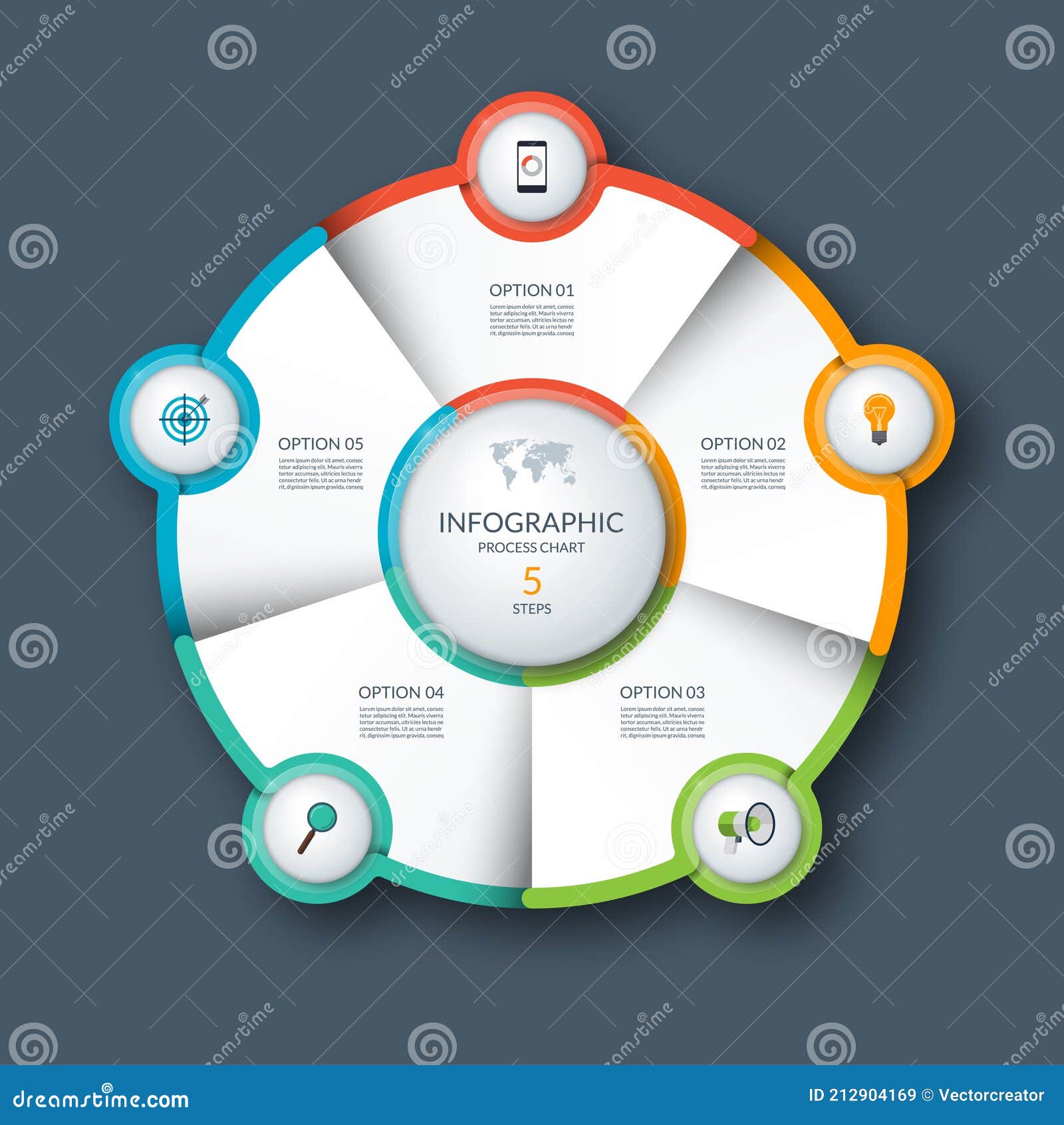 Infographic Circle, Process Chart, Cycle Diagram. 5 Steps Stock Vector ...