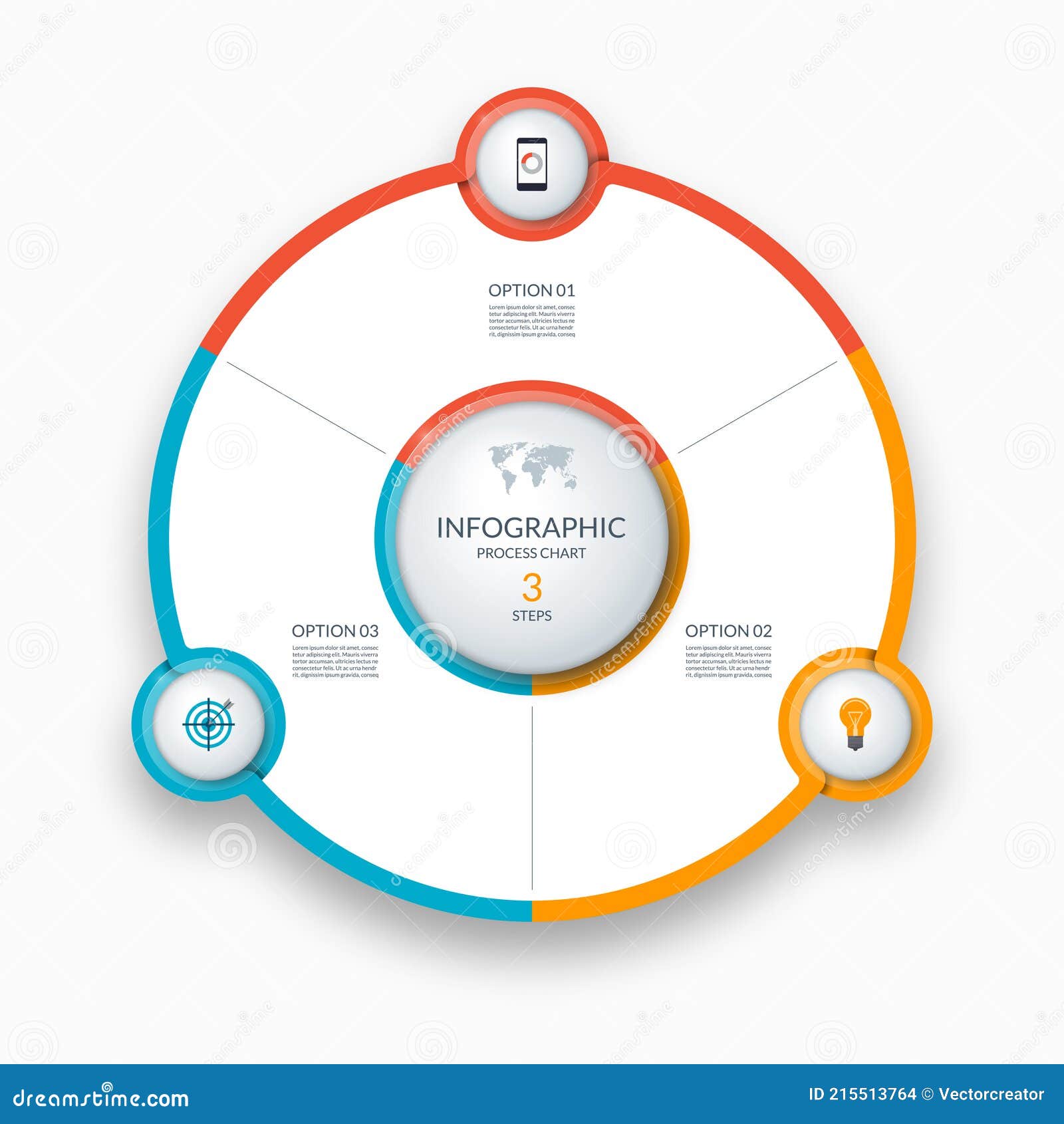 Infographic Circle, Process Chart, Cycle Diagram. 3 Steps. Vector ...