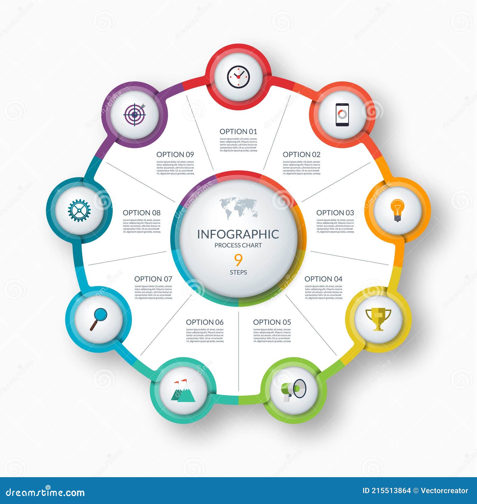 Infographic Circle, Process Chart, Cycle Diagram. 9 Steps Stock Vector ...