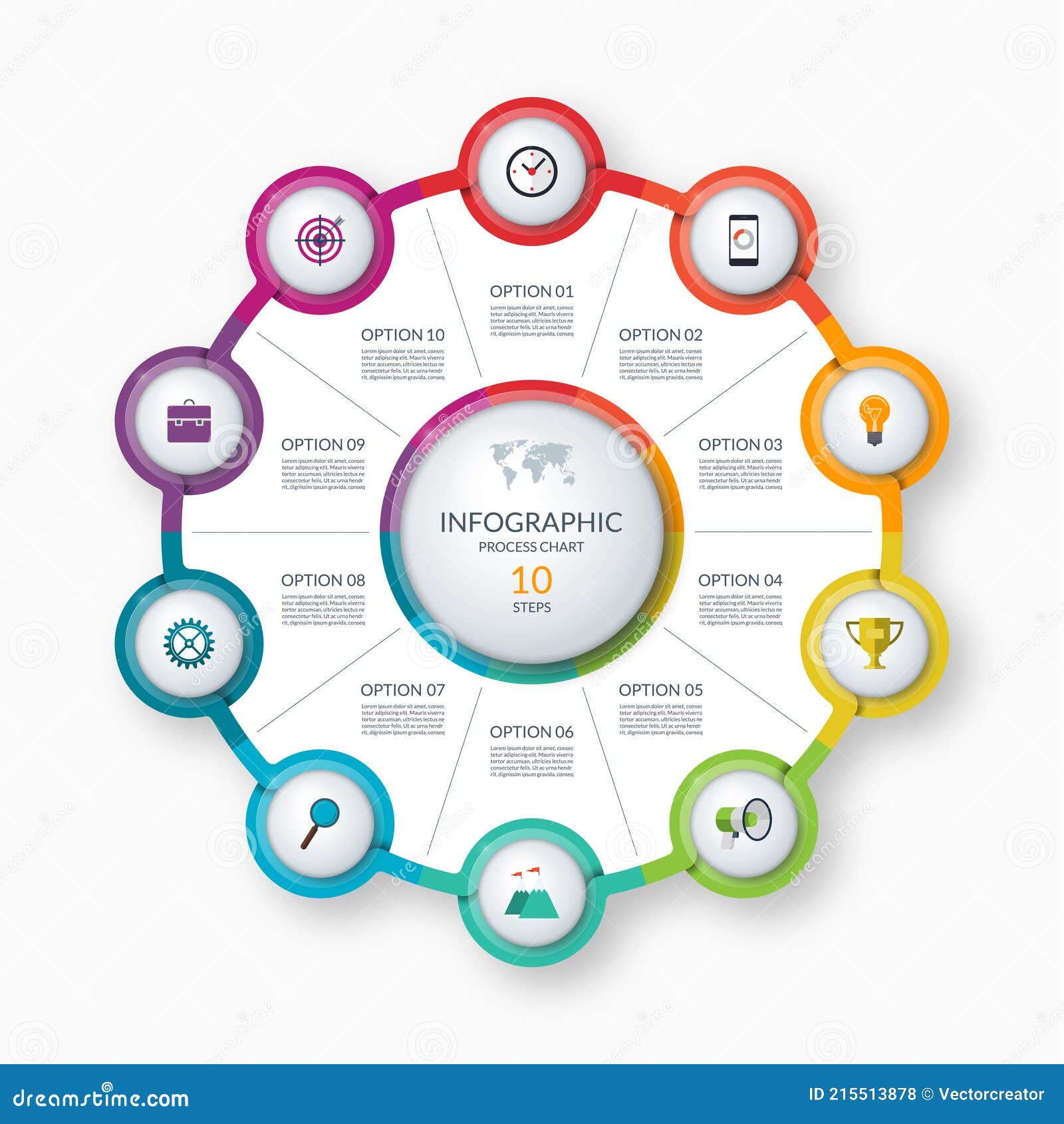Infographic Circle, Process Chart, Cycle Diagram. 10 Steps Stock Vector ...