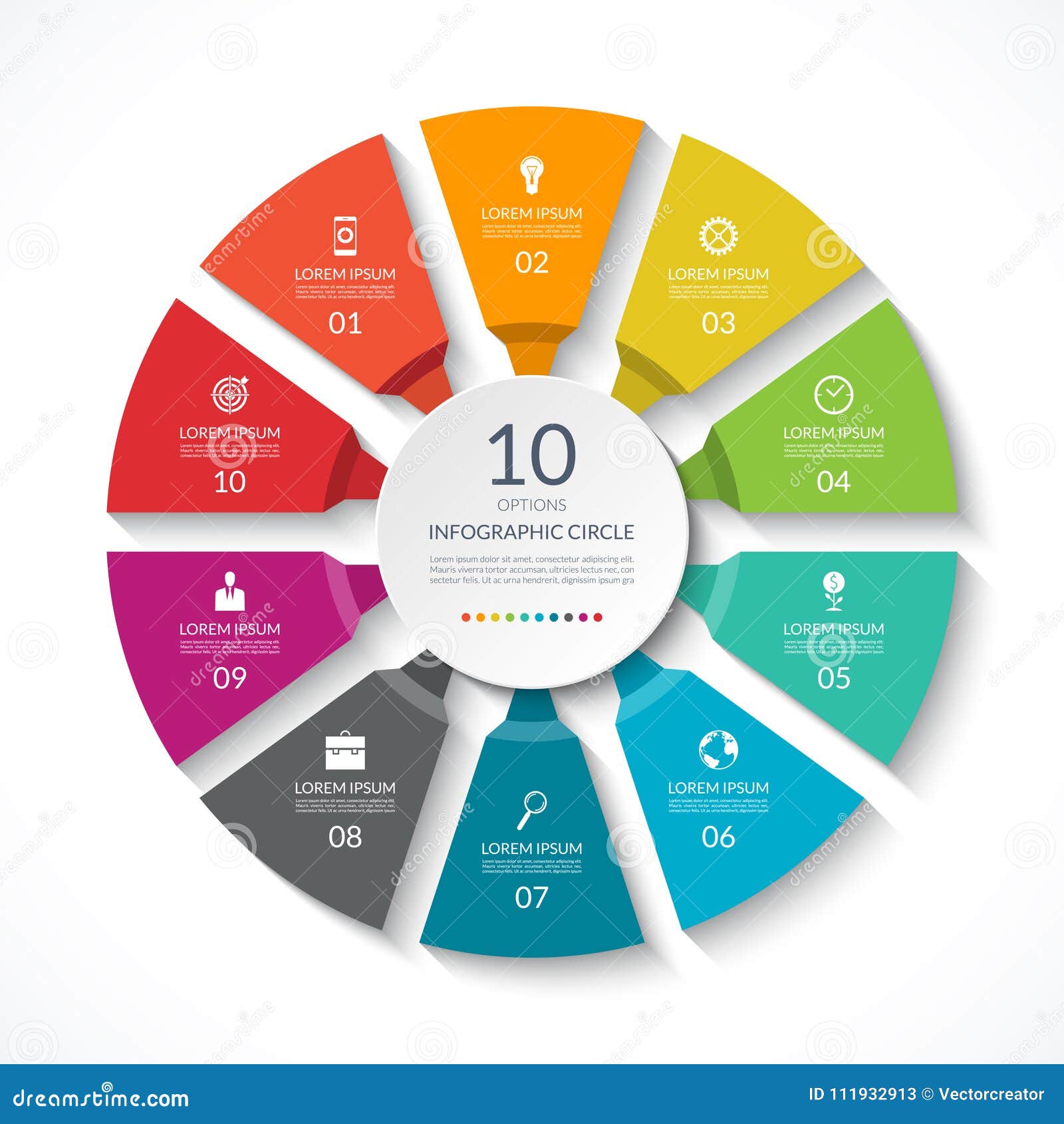 Infographic Circle. Process Chart. Vector Diagram with 10 Options Stock ...