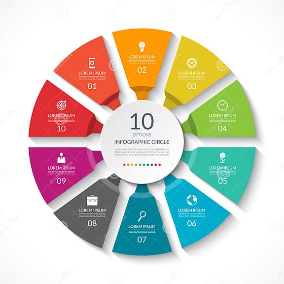 Infographic Circle. Process Chart. Vector Diagram with 10 Options Stock ...