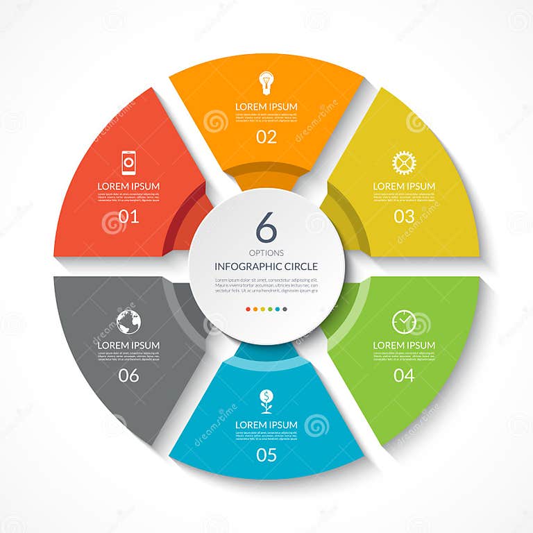 Infographic Circle. Process Chart. Vector Diagram with 6 Options Stock ...