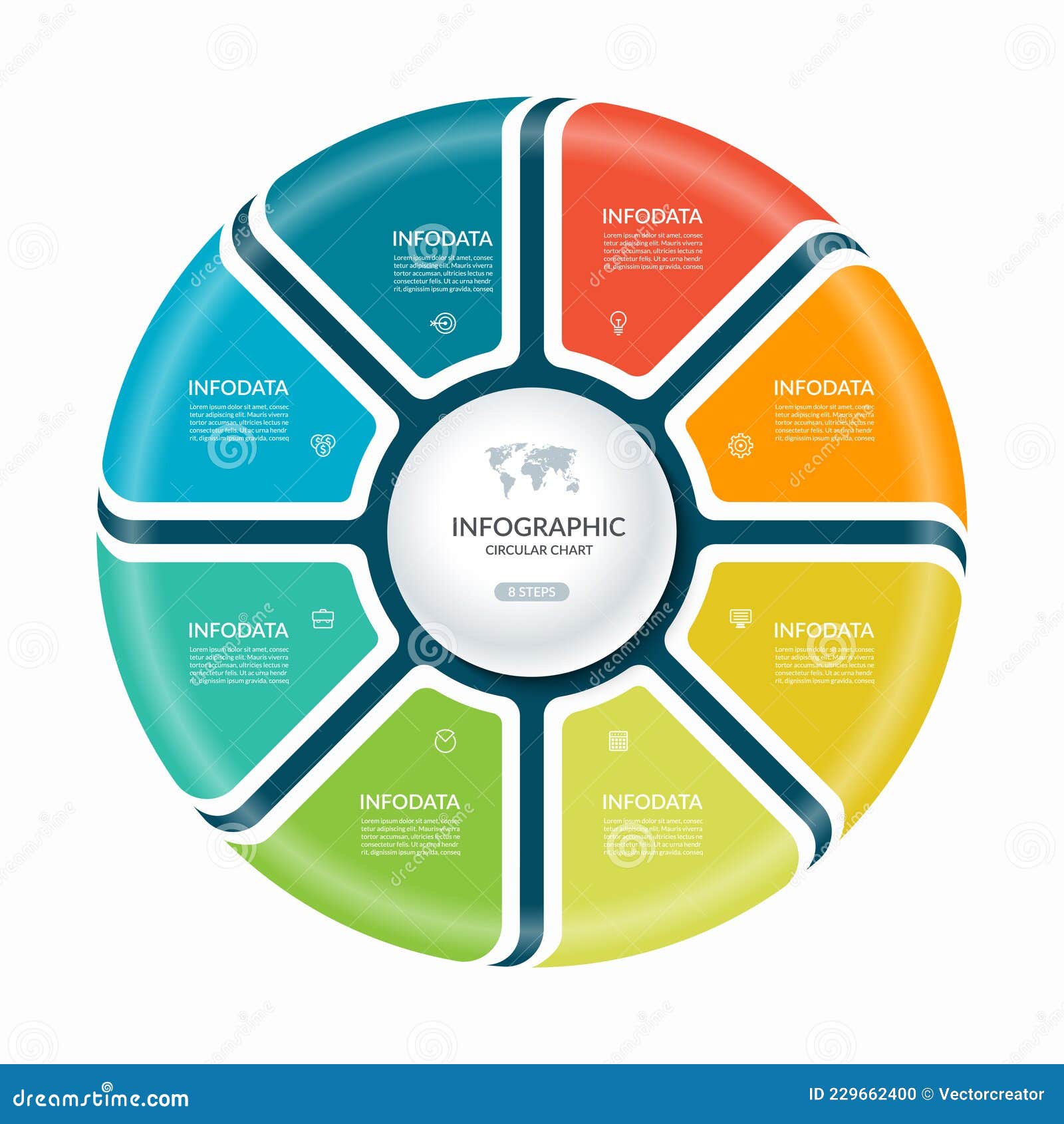 Infographic Circle with 8 Steps, Parts. Vector Process Chart, Cycle ...