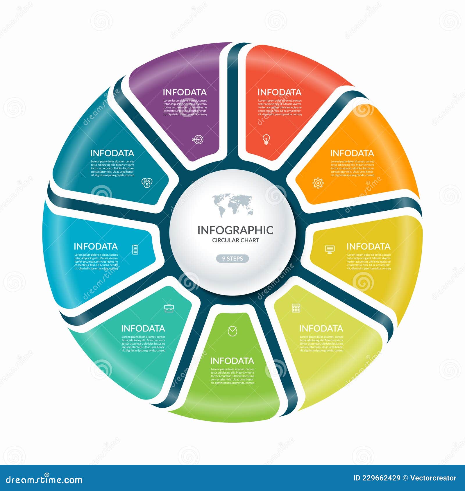 Infographic Circle With 9 Steps, Parts. Vector Process Chart, Cycle ...