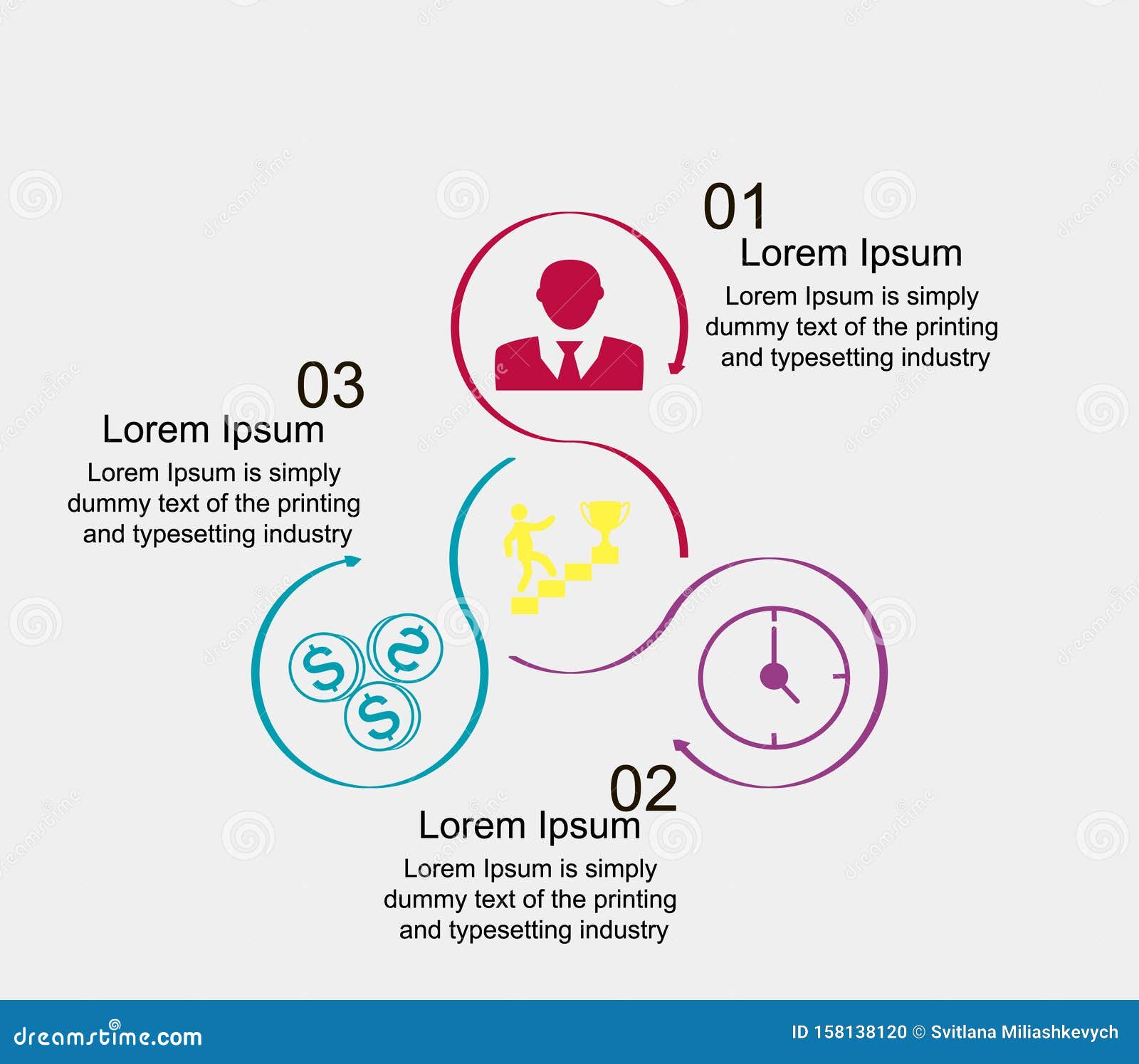 Infographic Of Circles In Three Stages Text By Figures Stock ...