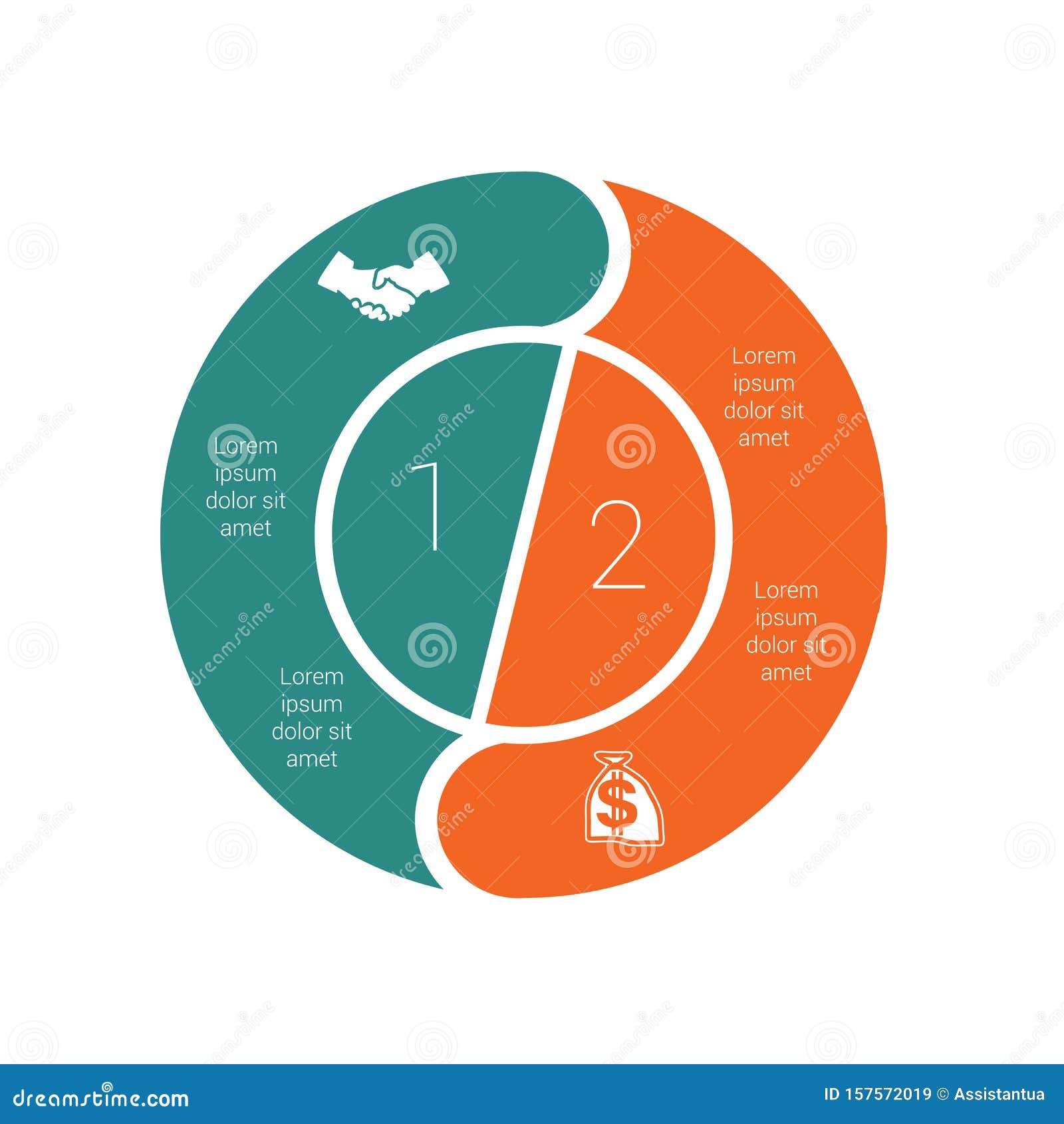 Infographic Circular Cyclic Process 2. Template from Colored Pie Charts ...