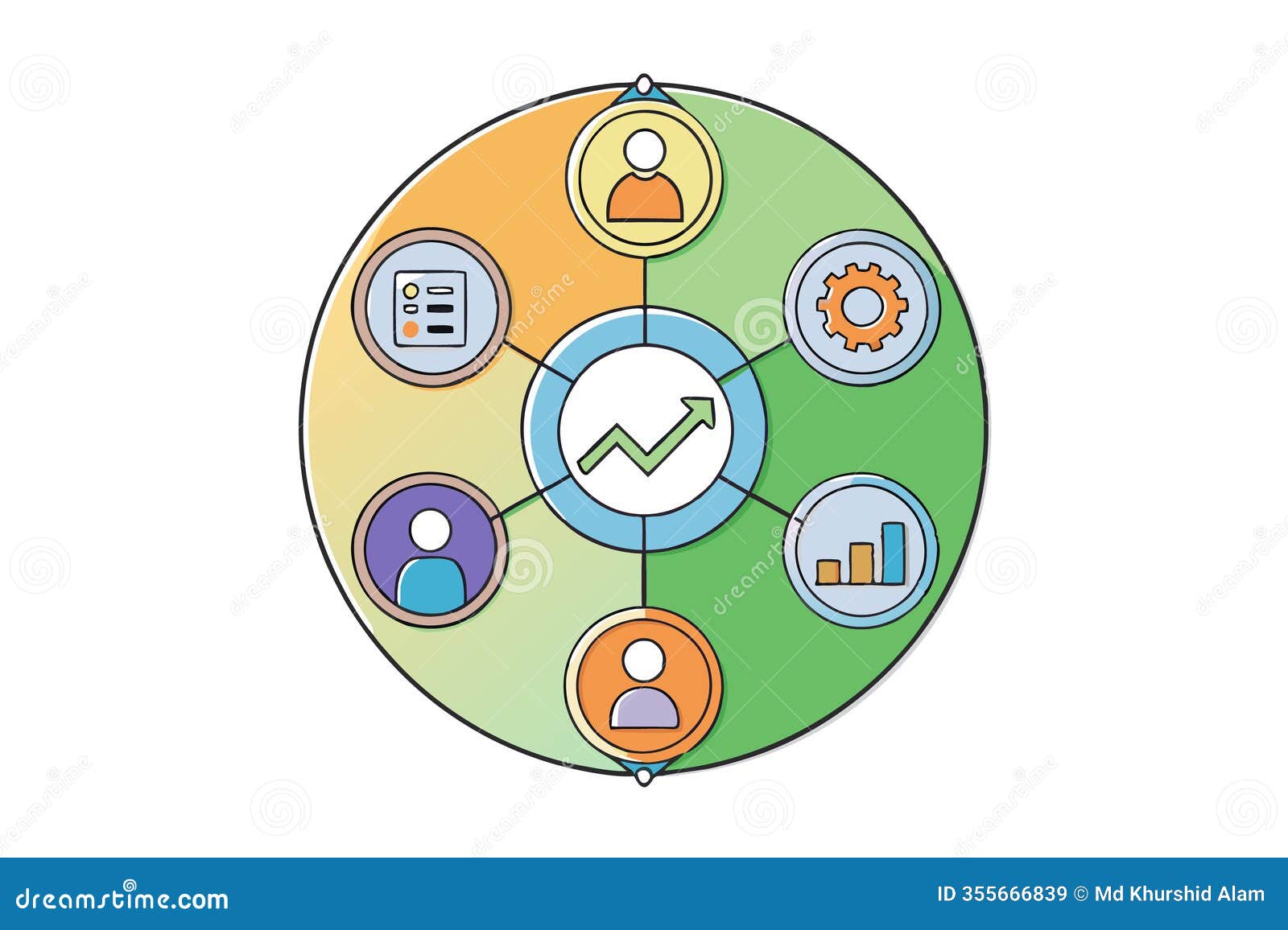 Infographic Circular Diagram with Five Connected Steps or Options ...
