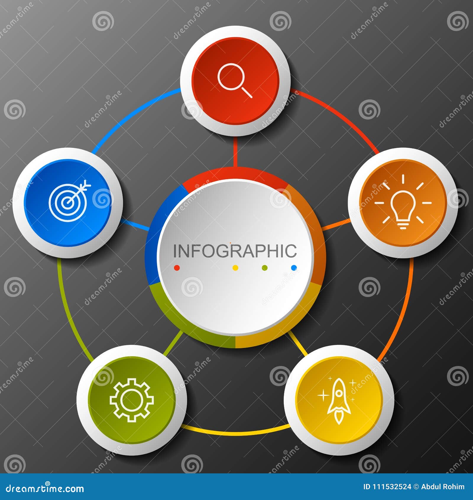 Infographic Circular Option Banner with of 5 Step Stock Vector ...