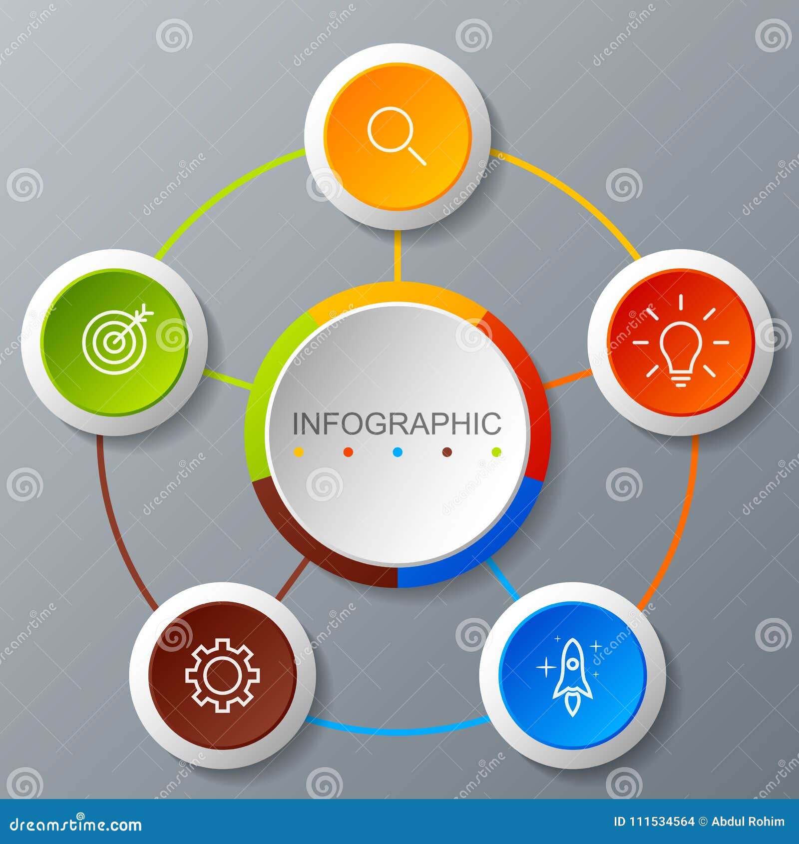 Infographic Circular Option Banner with of 5 Step Stock Vector ...